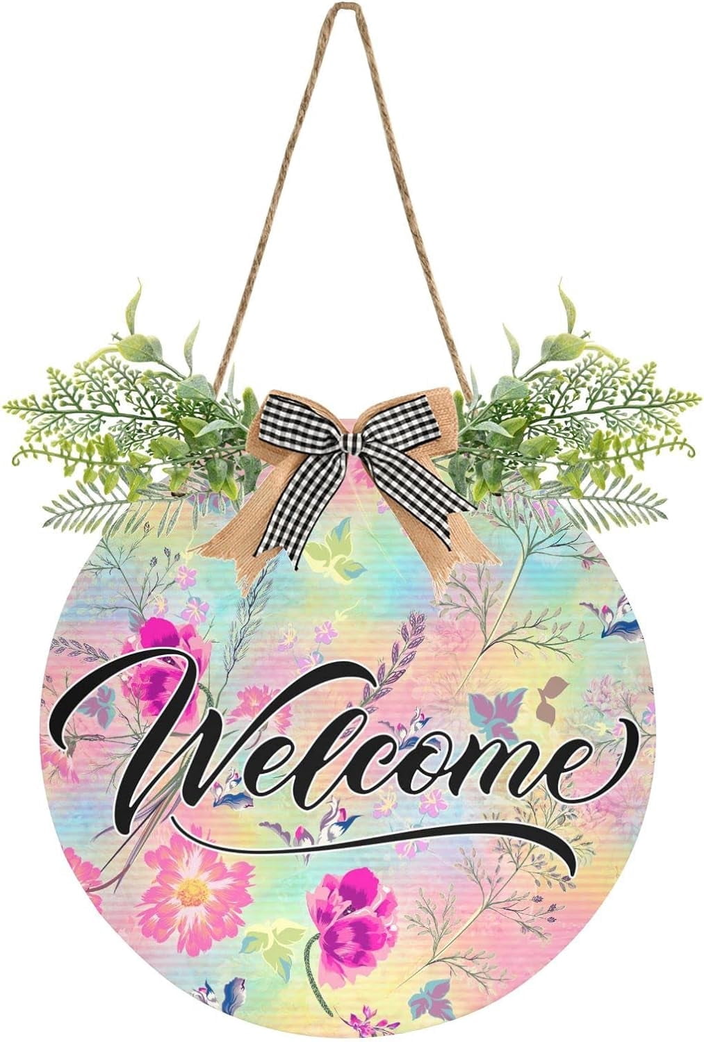 Coolnut Flower Welcome Sign for Front Door, Rustic Wooden Wall Sign ...