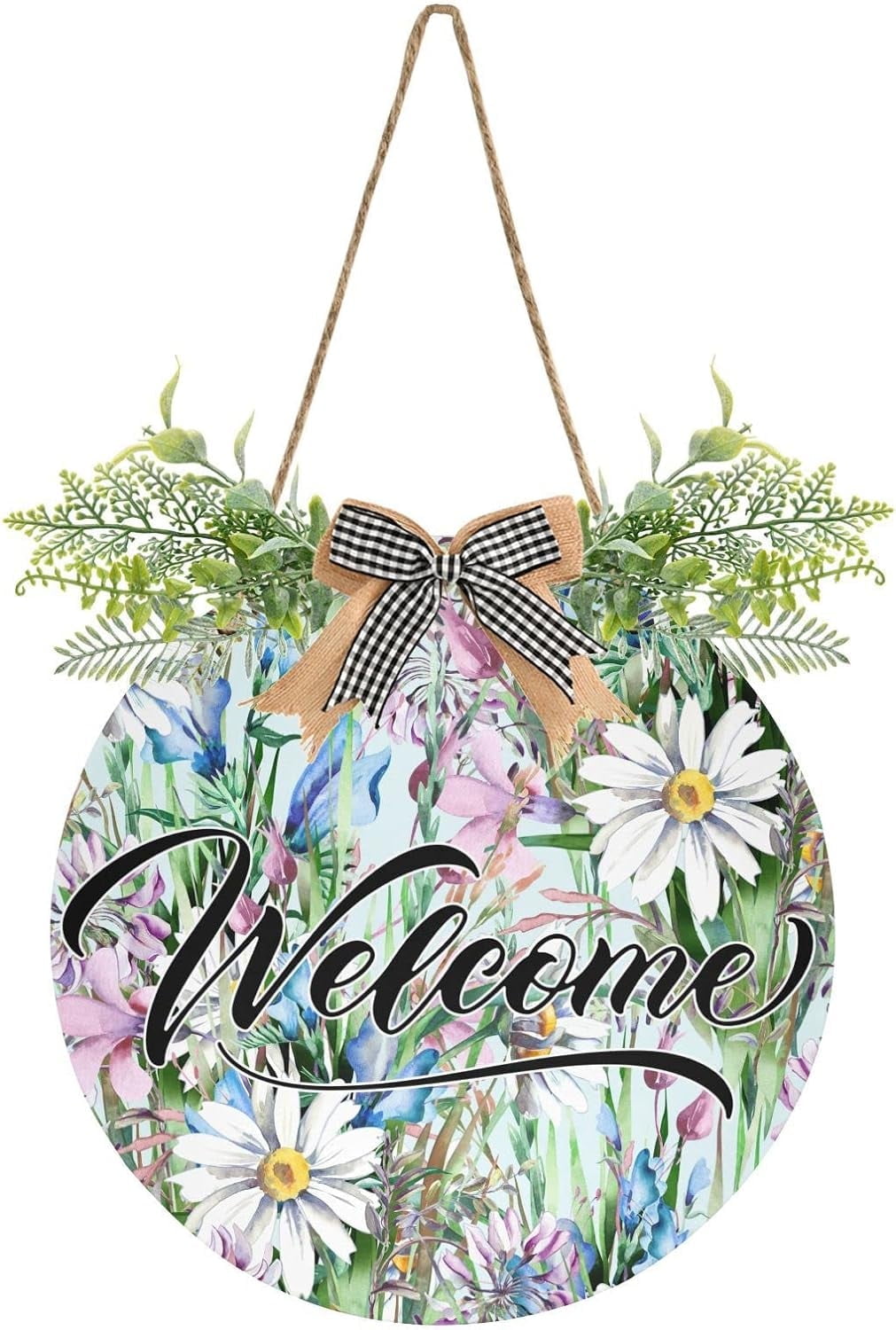 Coolnut Flower Welcome Sign for Front Door, Rustic Wooden Wall Sign ...