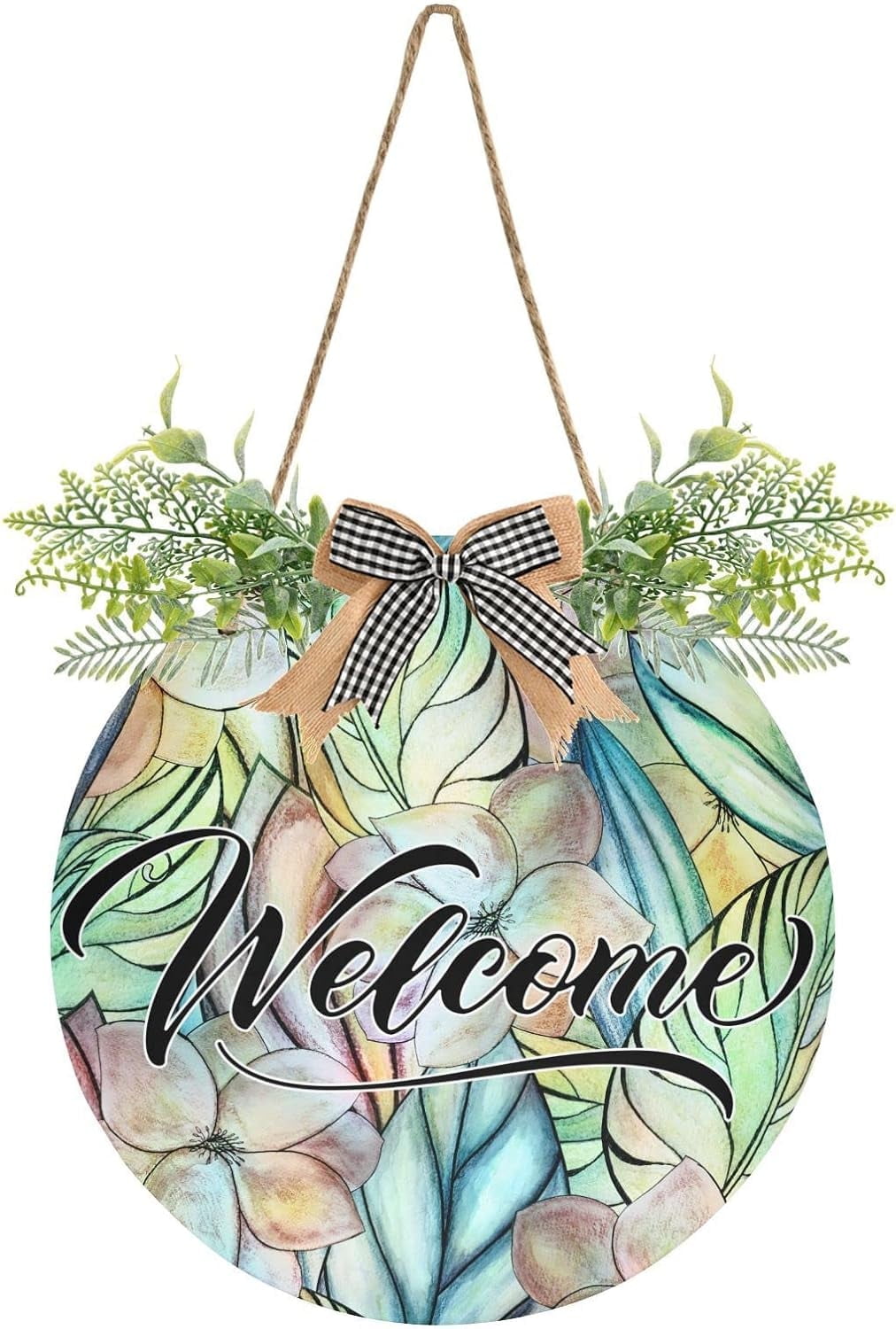 Coolnut Flower Welcome Sign for Front Door, Rustic Wooden Wall Sign ...