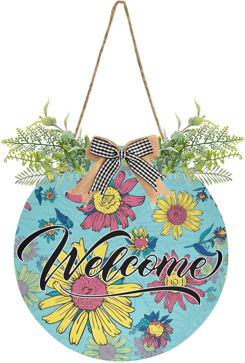 Coolnut Flower Welcome Sign for Front Door, Rustic Wooden Wall Sign ...
