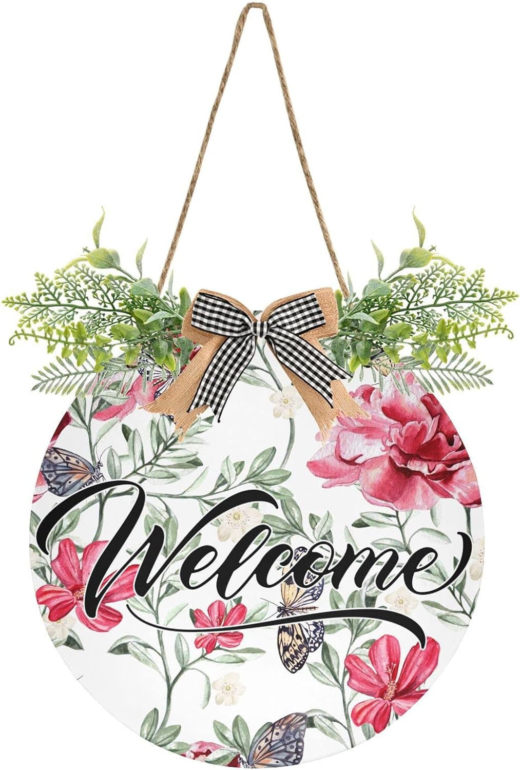 Coolnut Flower Welcome Sign for Front Door, Rustic Wooden Wall Sign ...