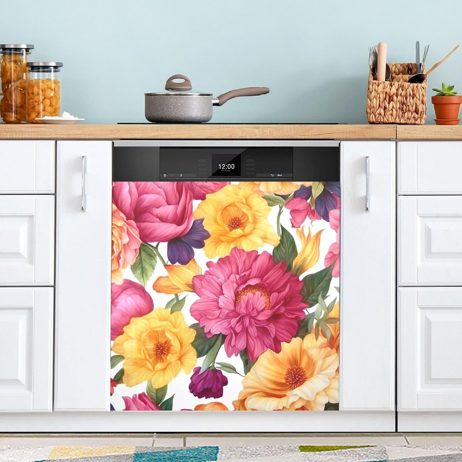 Coolnut Flowers Butterflies Dishwasher Magnet Cover, Kitchen Dish ...