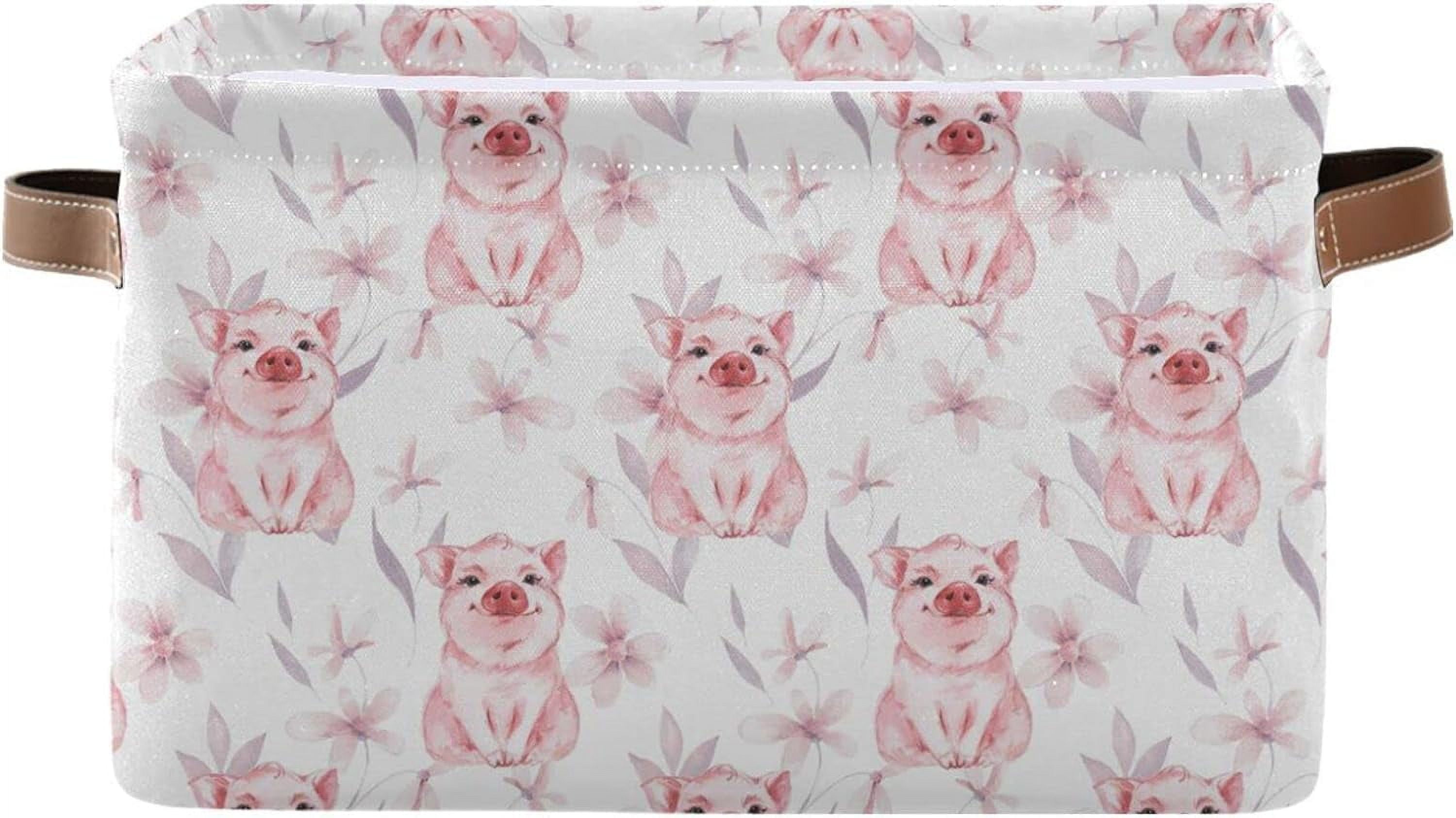 Coolnut Flowers Pig Foldable Storage Basket for Shelves, Collapsible ...