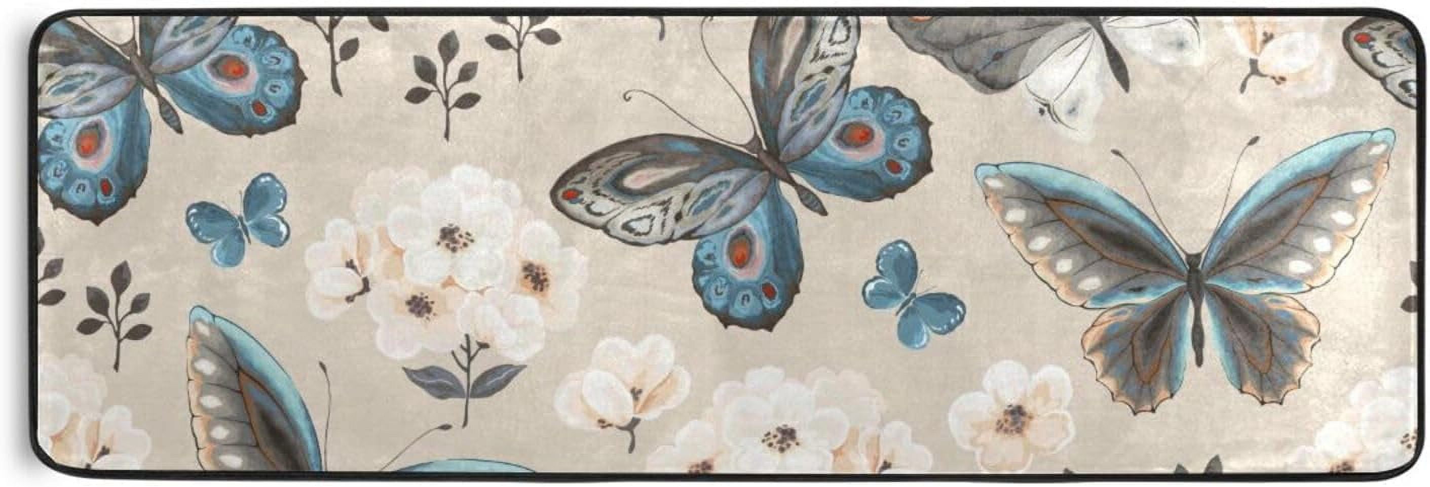 Coolnut Flying Butterflies Area Rug - 2' x 6' Washable Runner Rugs with ...