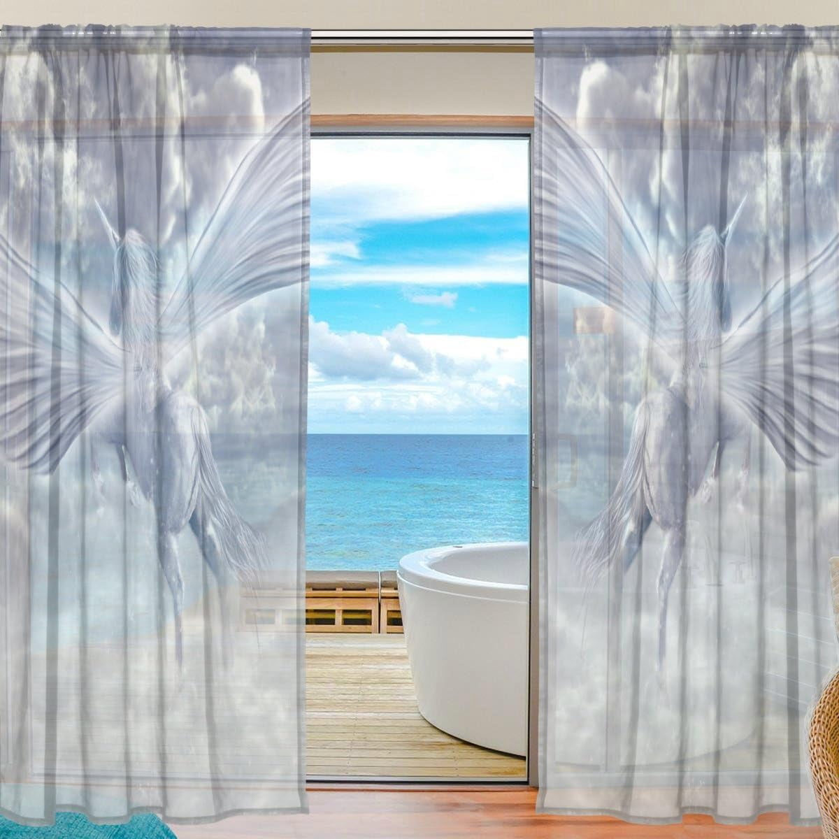 Coolnut Flying Pegasus Sheer Gauze Door Curtain Window Curtain Drapes ...