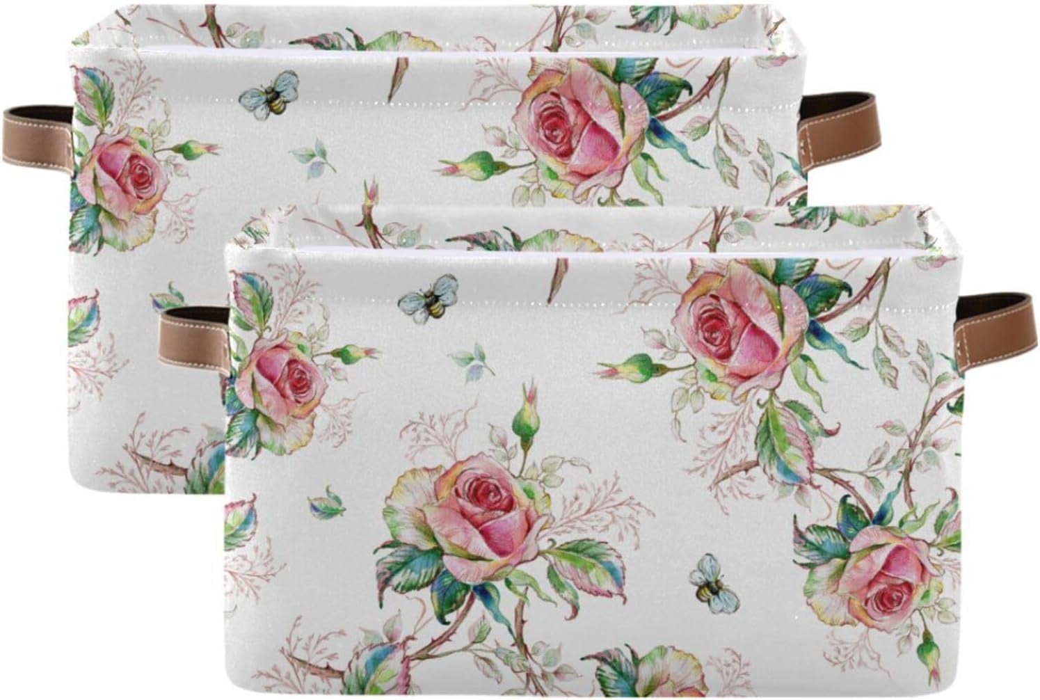 Coolnut Foldable Storage Bin Beautiful Rose Fabric Storage Baskets ...