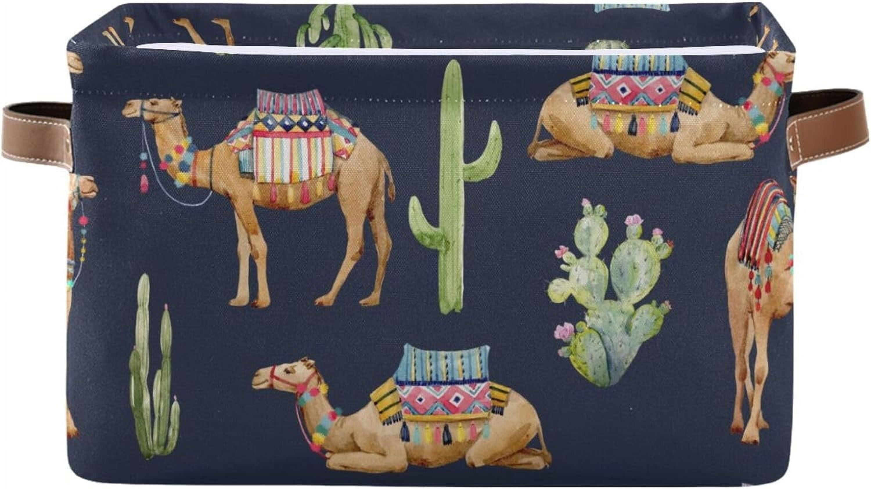 Coolnut Foldable Storage Bin Camel Cactuses Fabric Storage Baskets ...