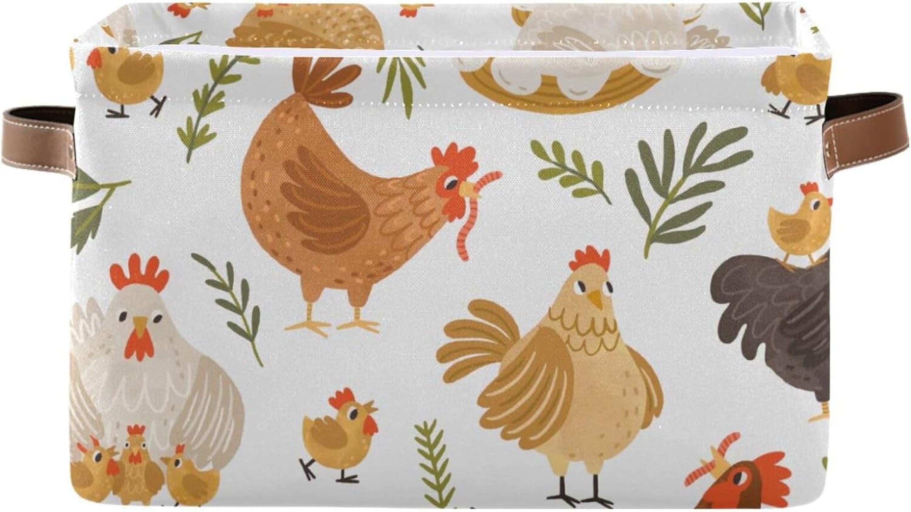 Coolnut Foldable Storage Bin Cute Roosters Chickens Fabric Storage ...