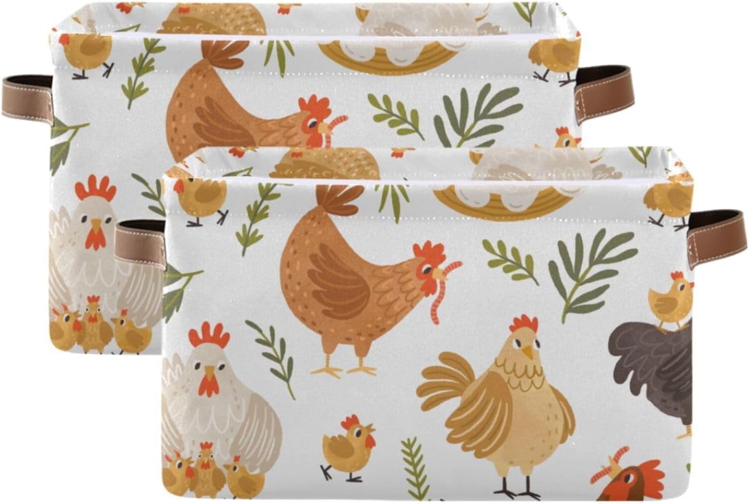 Coolnut Foldable Storage Bin Cute Roosters Chickens Fabric Storage ...