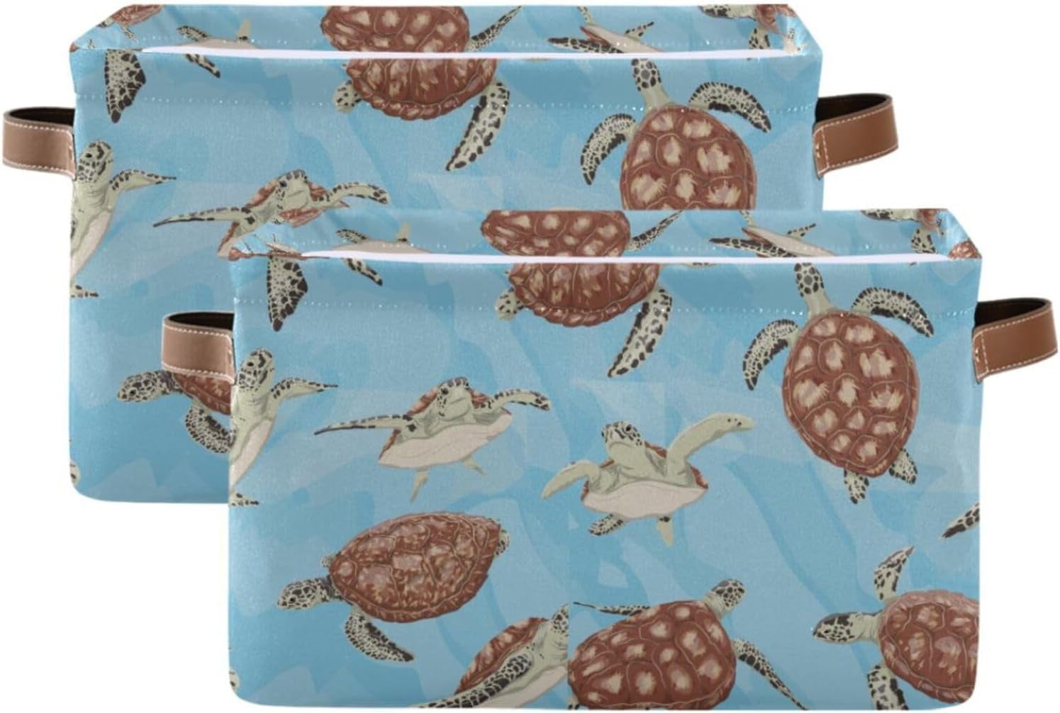 Coolnut Foldable Storage Bin Green Sea Turtle Fabric Storage Baskets ...