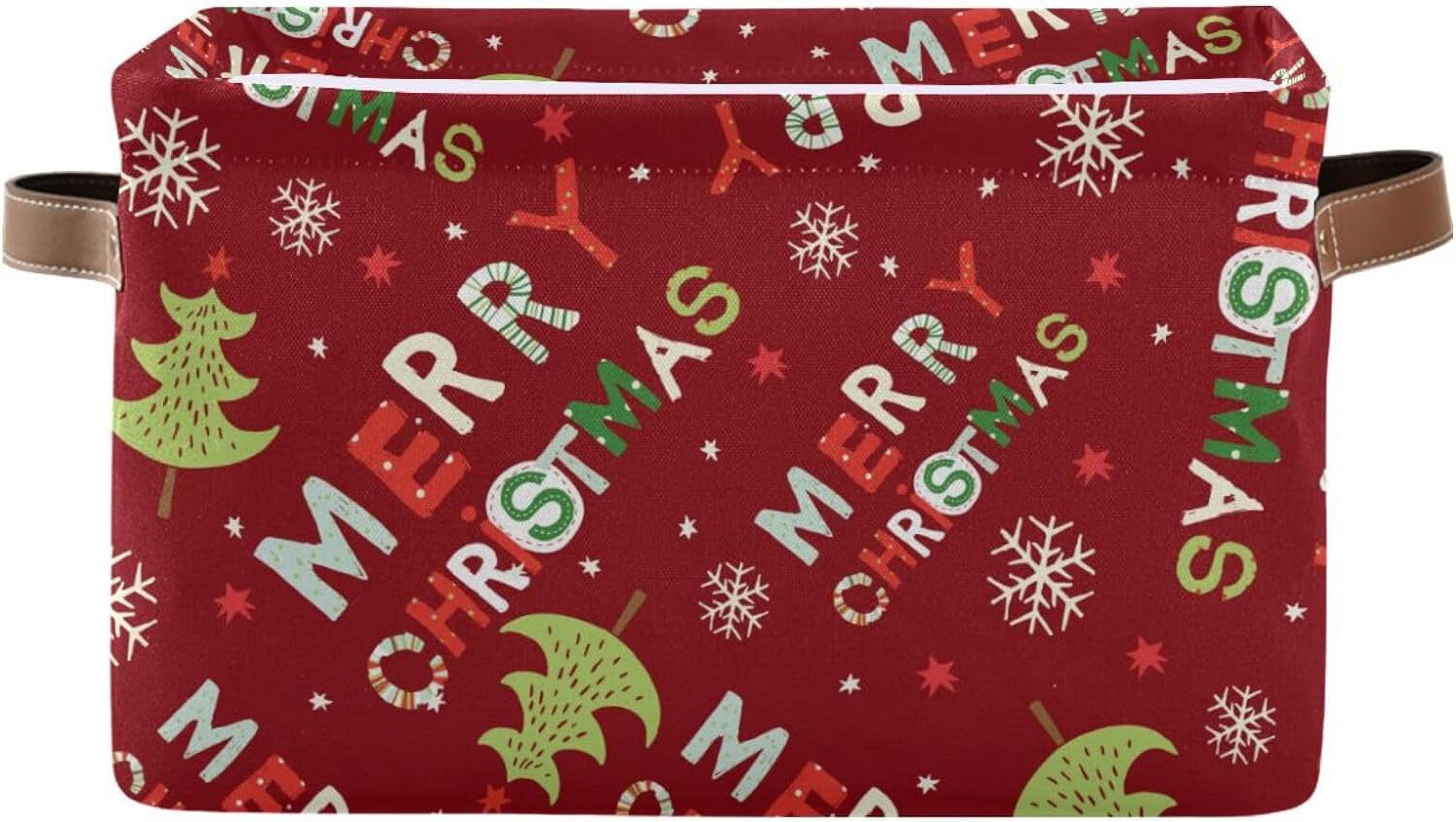 Coolnut Foldable Storage Bin Merry Christmas Words Fabric Storage ...