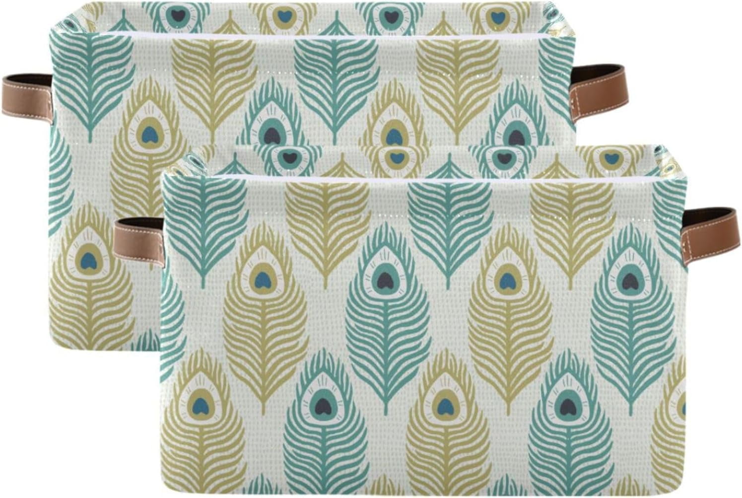 Coolnut Foldable Storage Bin Peacock Feather Fabric Storage Baskets ...