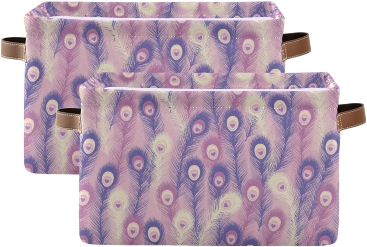 Coolnut Foldable Storage Bin Purple Peacock Feather Fabric Storage ...