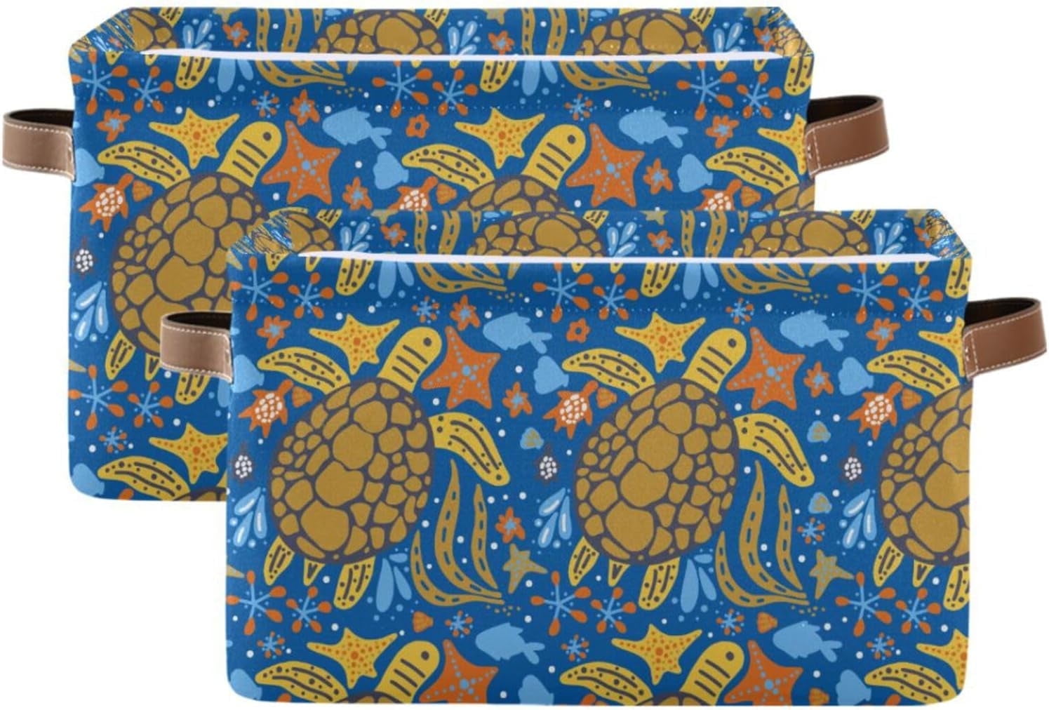 Coolnut Foldable Storage Bin Sea Turtle Fabric Storage Baskets ...