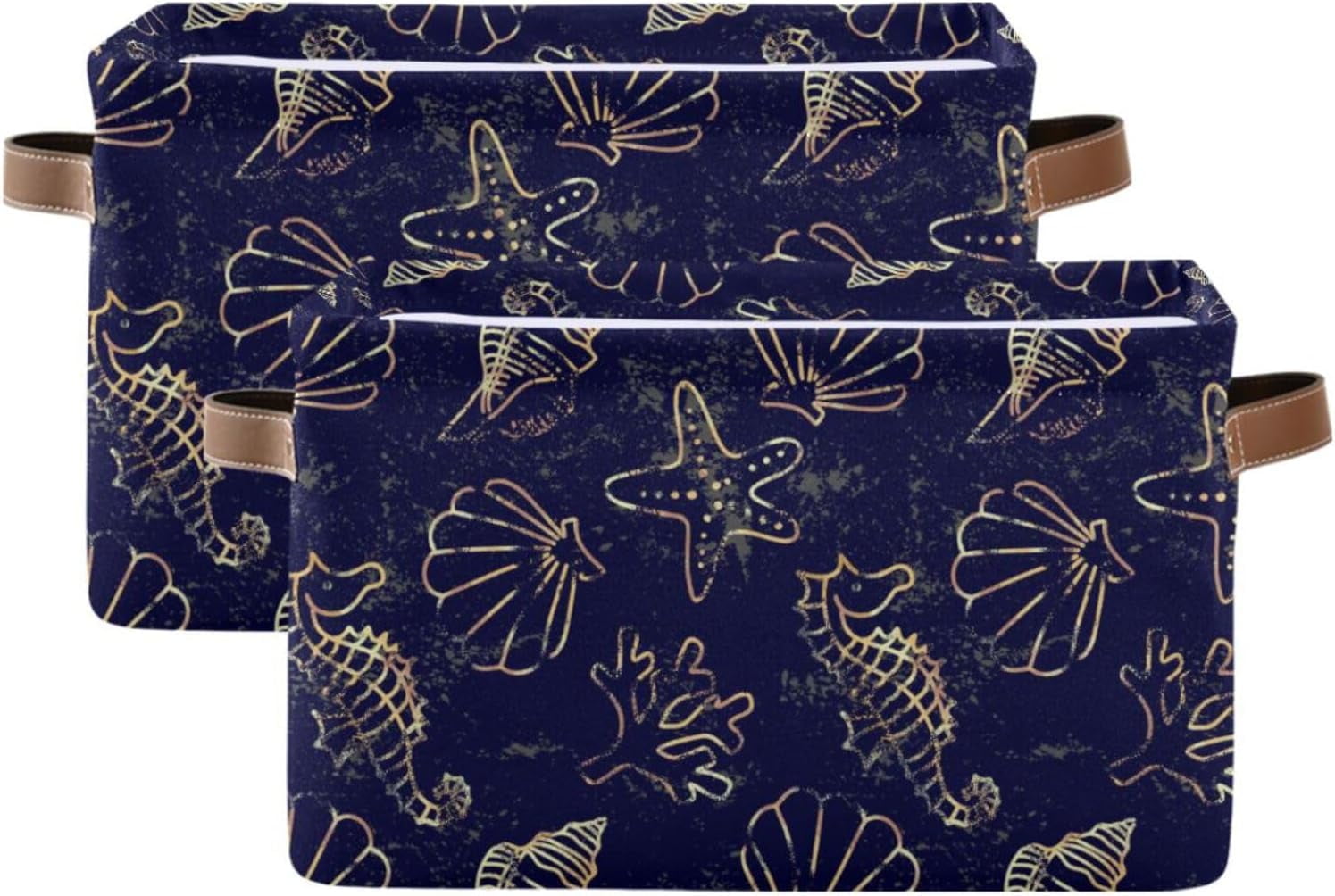 Coolnut Foldable Storage Bin Seahorse Star Corals Shells Fabric Storage ...