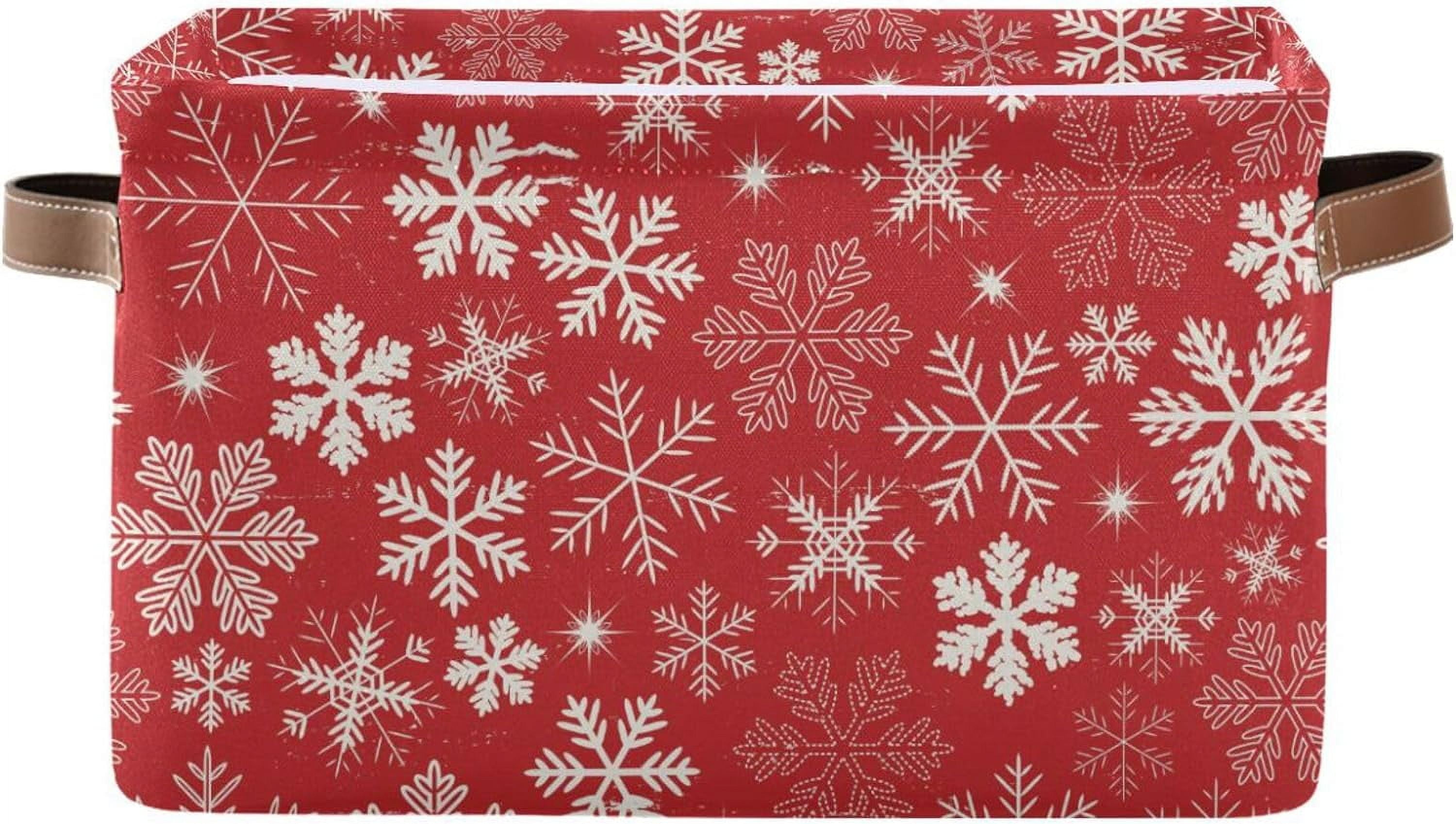 Coolnut Foldable Storage Bin Snowflakes Red Fabric Storage Baskets ...