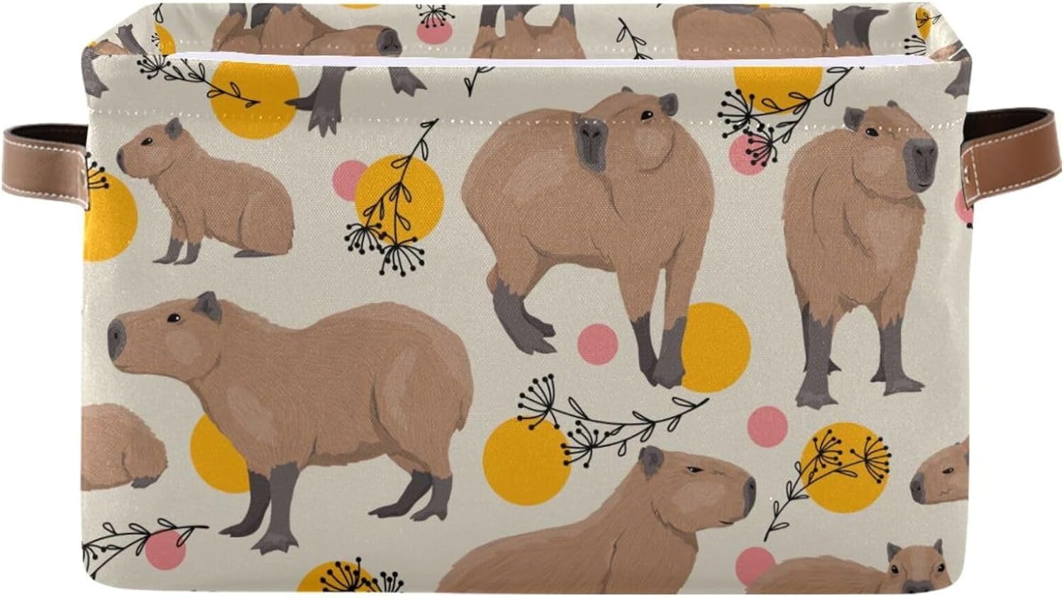 Coolnut Foldable Storage Bin South America Capybaras Fabric Storage Baskets Collapsible Shelf ...