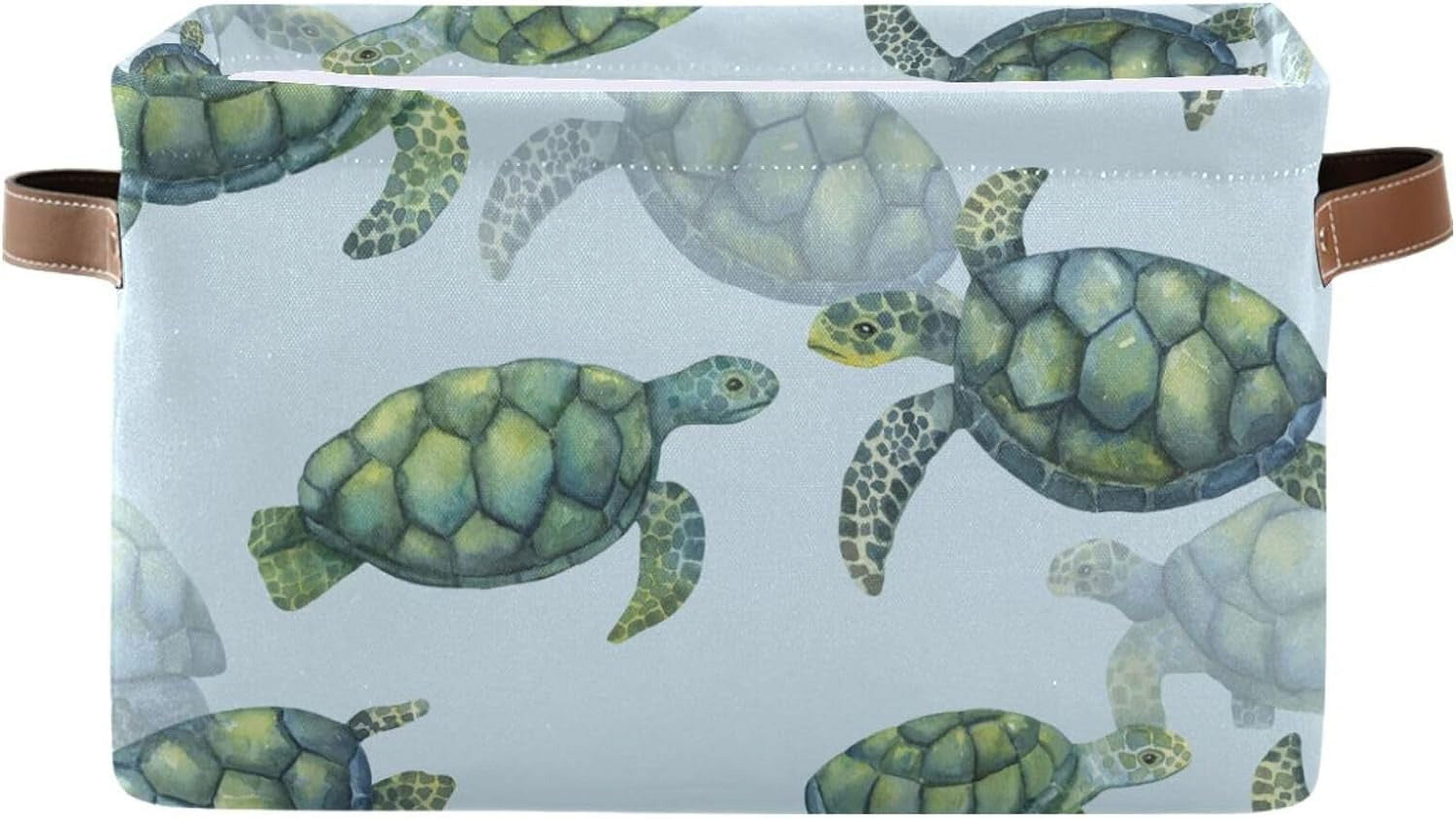 Coolnut Foldable Storage Bin Swimming Turtles Fabric Storage Baskets ...