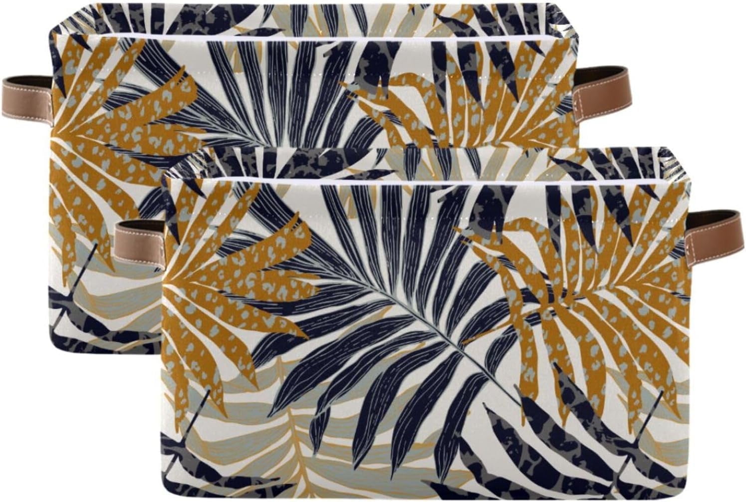 Coolnut Foldable Storage Bins Abstract Palm Leaves Fabric Storage ...