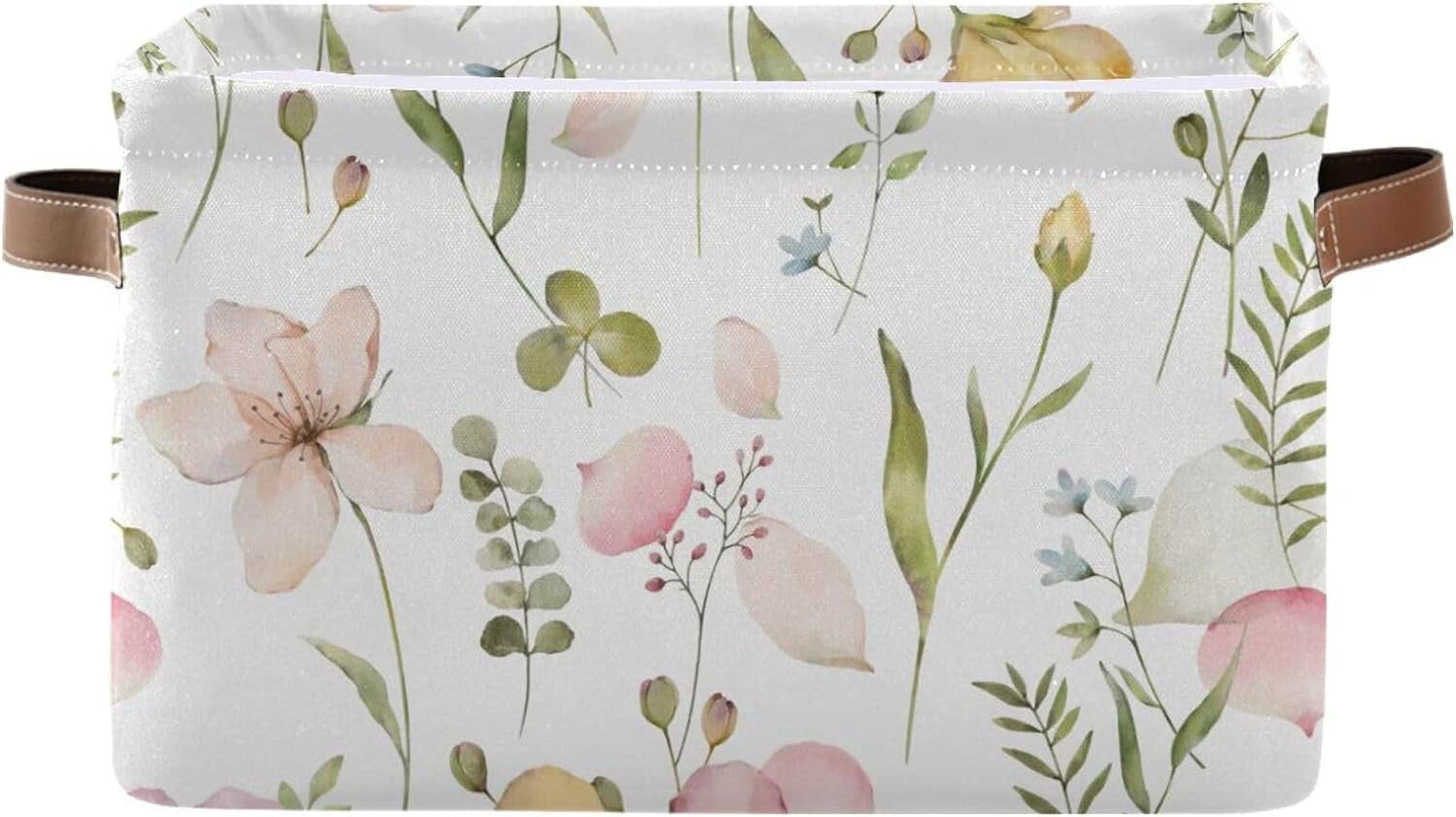 Coolnut Foldable Storage Bins Blossom Flowers Fabric Storage Baskets Collapsible Decorative ...