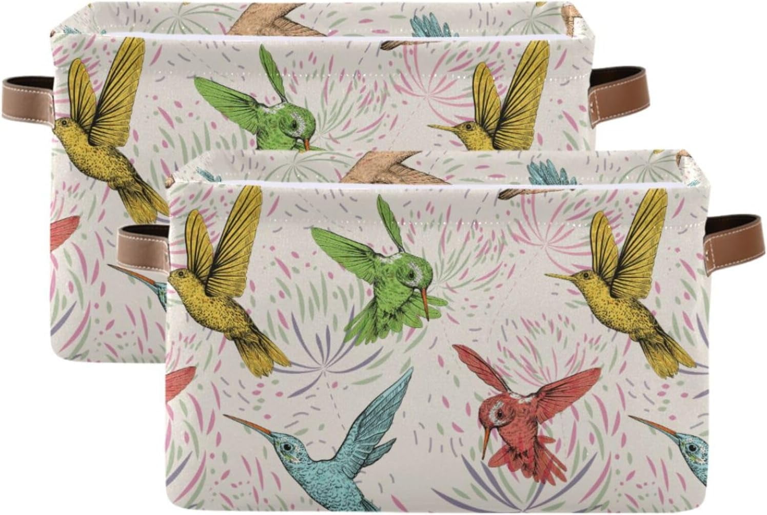 Coolnut Foldable Storage Bins Colored Birds Fabric Storage Baskets ...