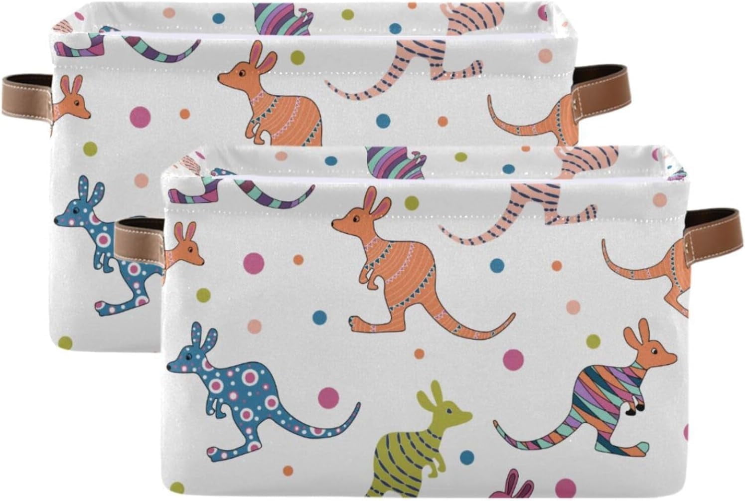 Coolnut Foldable Storage Bins Colorful Kangaroo Fabric Storage Baskets ...