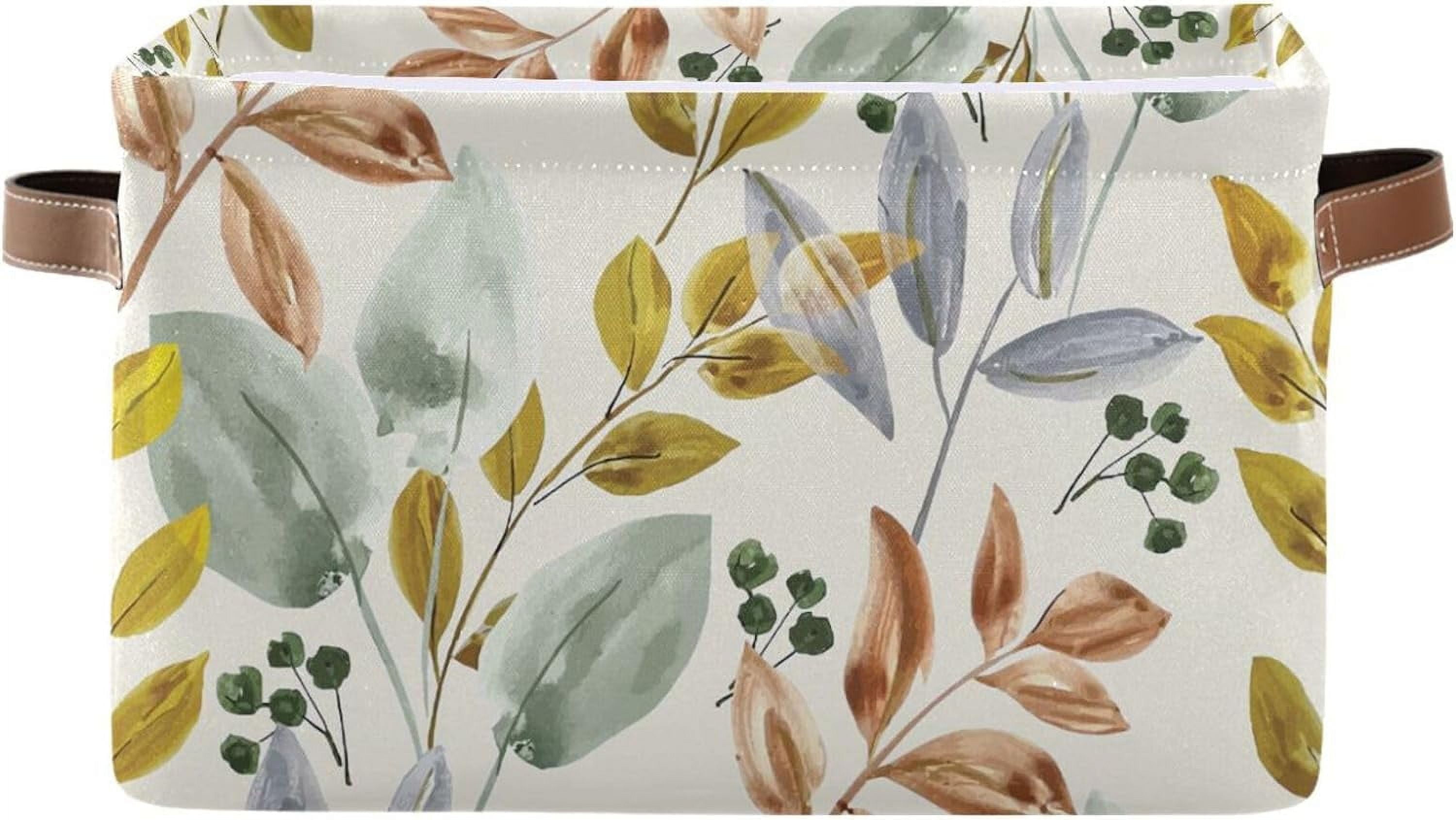 Coolnut Foldable Storage Bins Colorful Leaves Fabric Storage Baskets ...