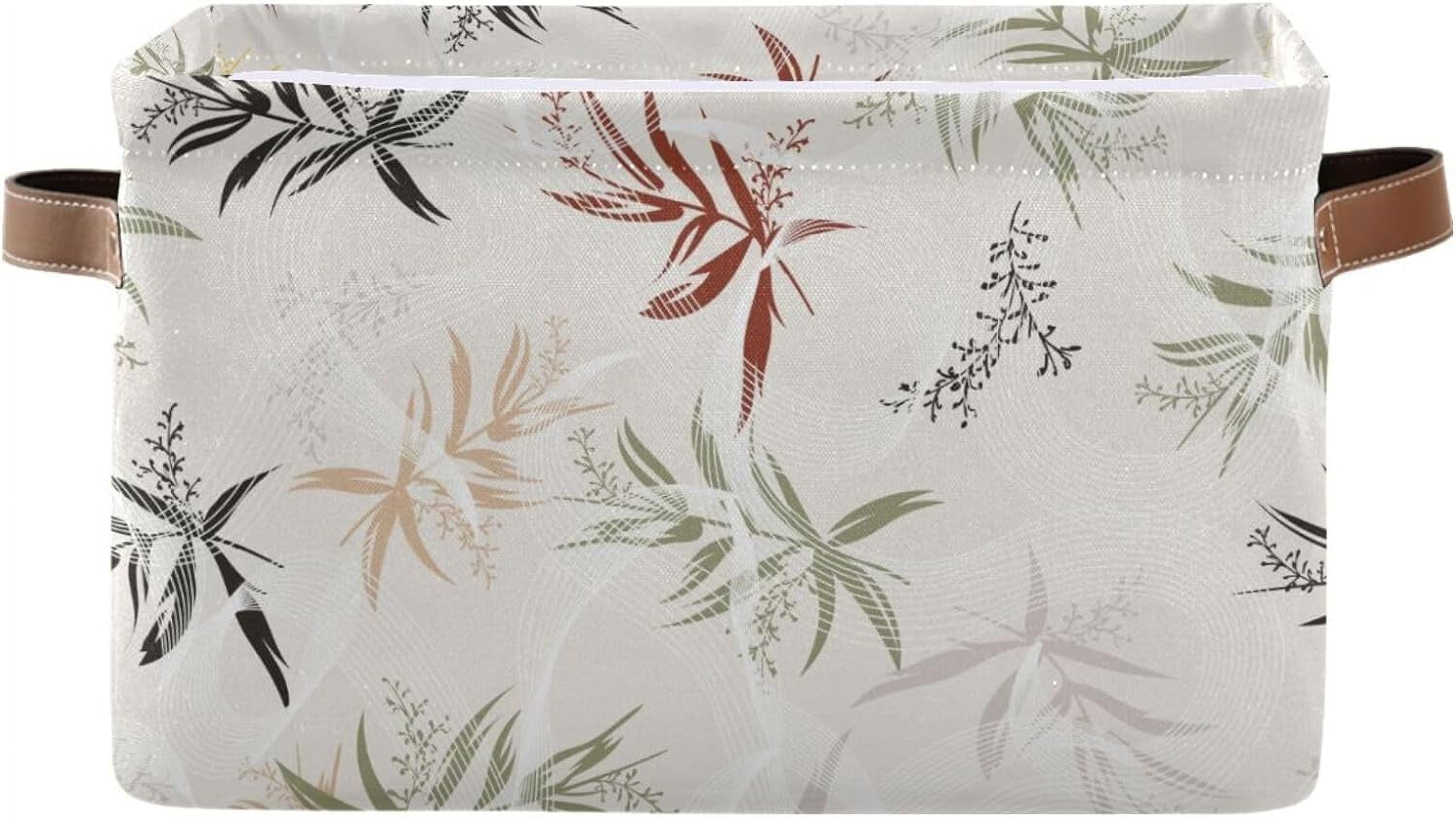 Coolnut Foldable Storage Bins Colorful Leaves Fabric Storage Baskets Collapsible Decorative ...