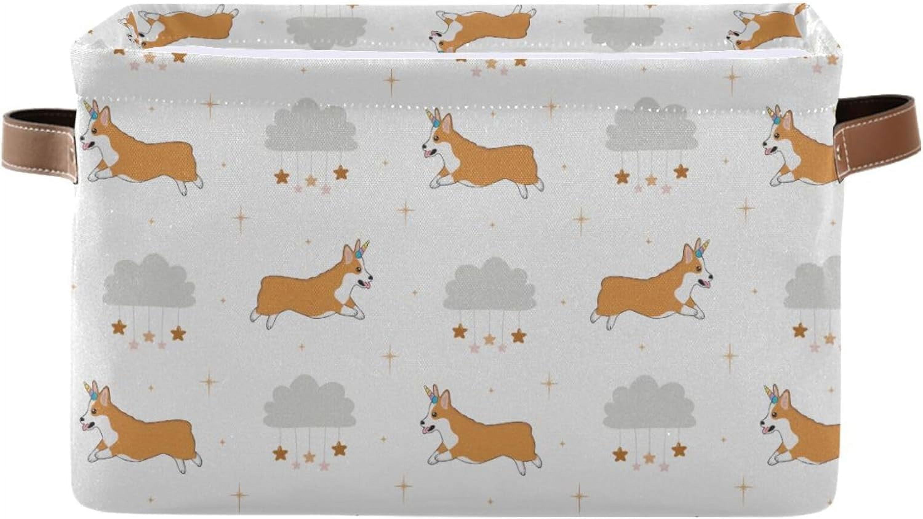 Coolnut Foldable Storage Bins Cute Corgi Dog Unicorn Horn Fabric ...