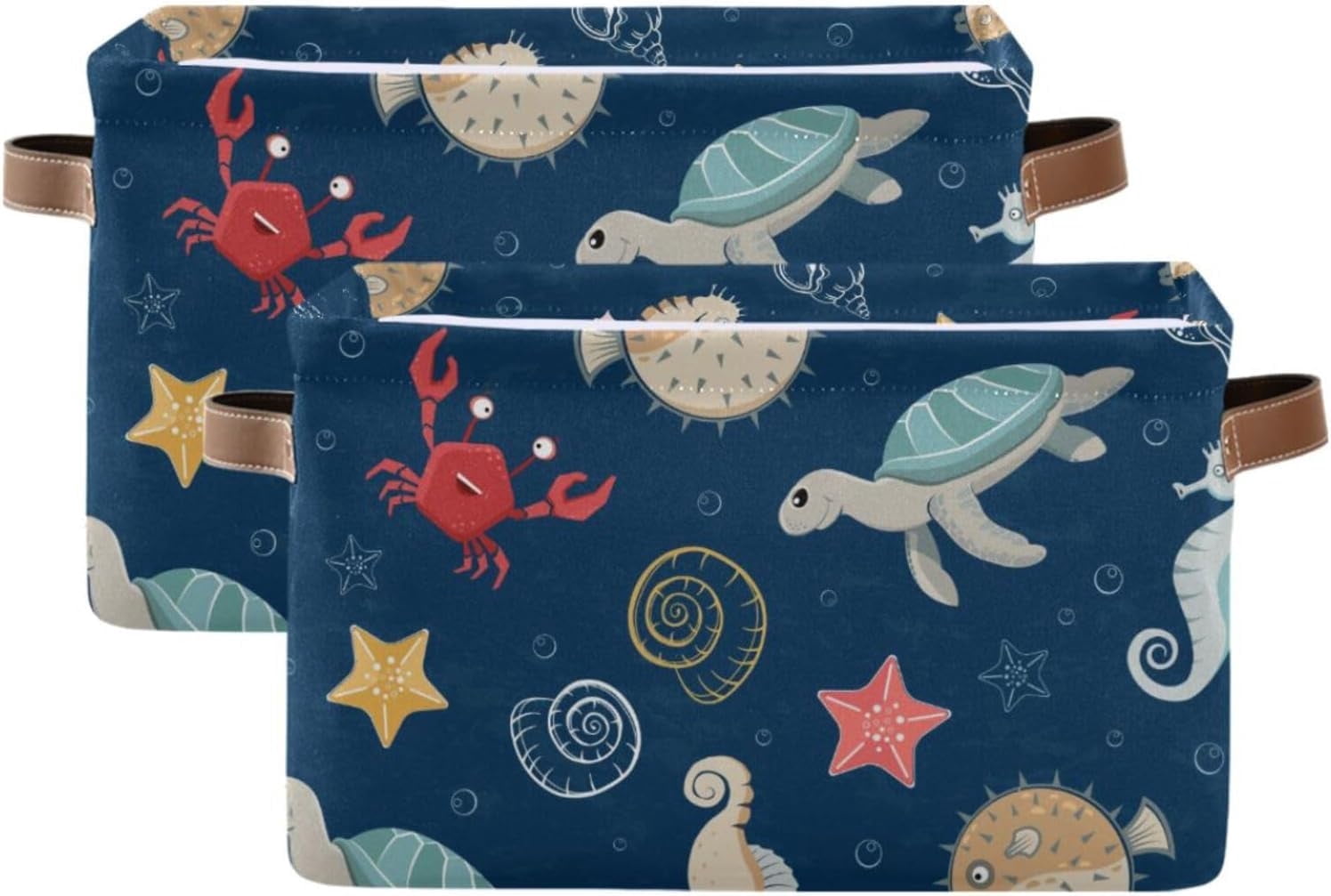 Coolnut Foldable Storage Bins Cute Crab Seahorse Turtle Fabric Storage ...