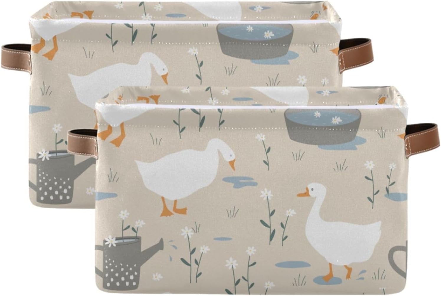 Coolnut Foldable Storage Bins Cute Goose Fabric Storage Baskets ...