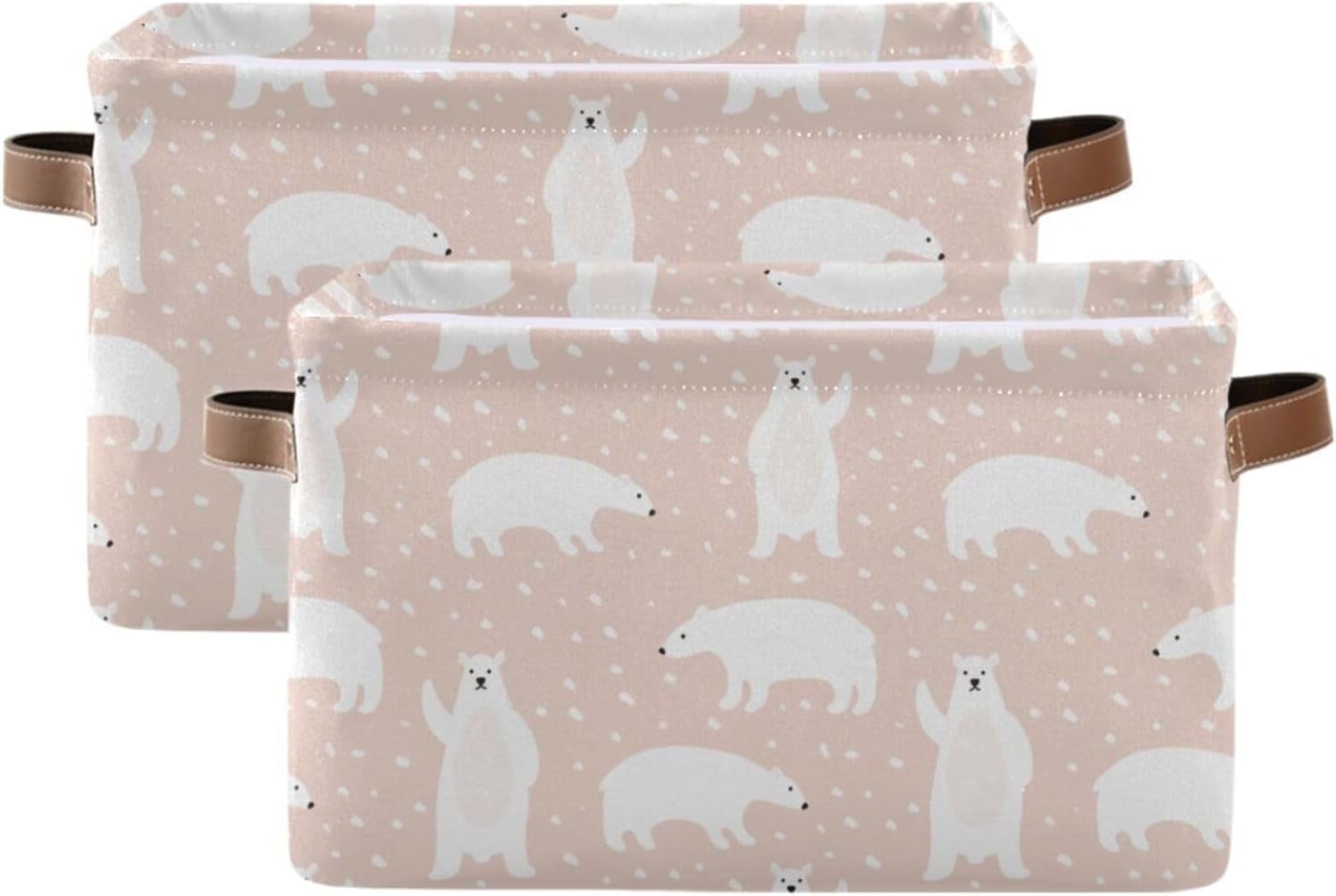 Coolnut Foldable Storage Bins Cute Polar Bears Fabric Storage Baskets ...