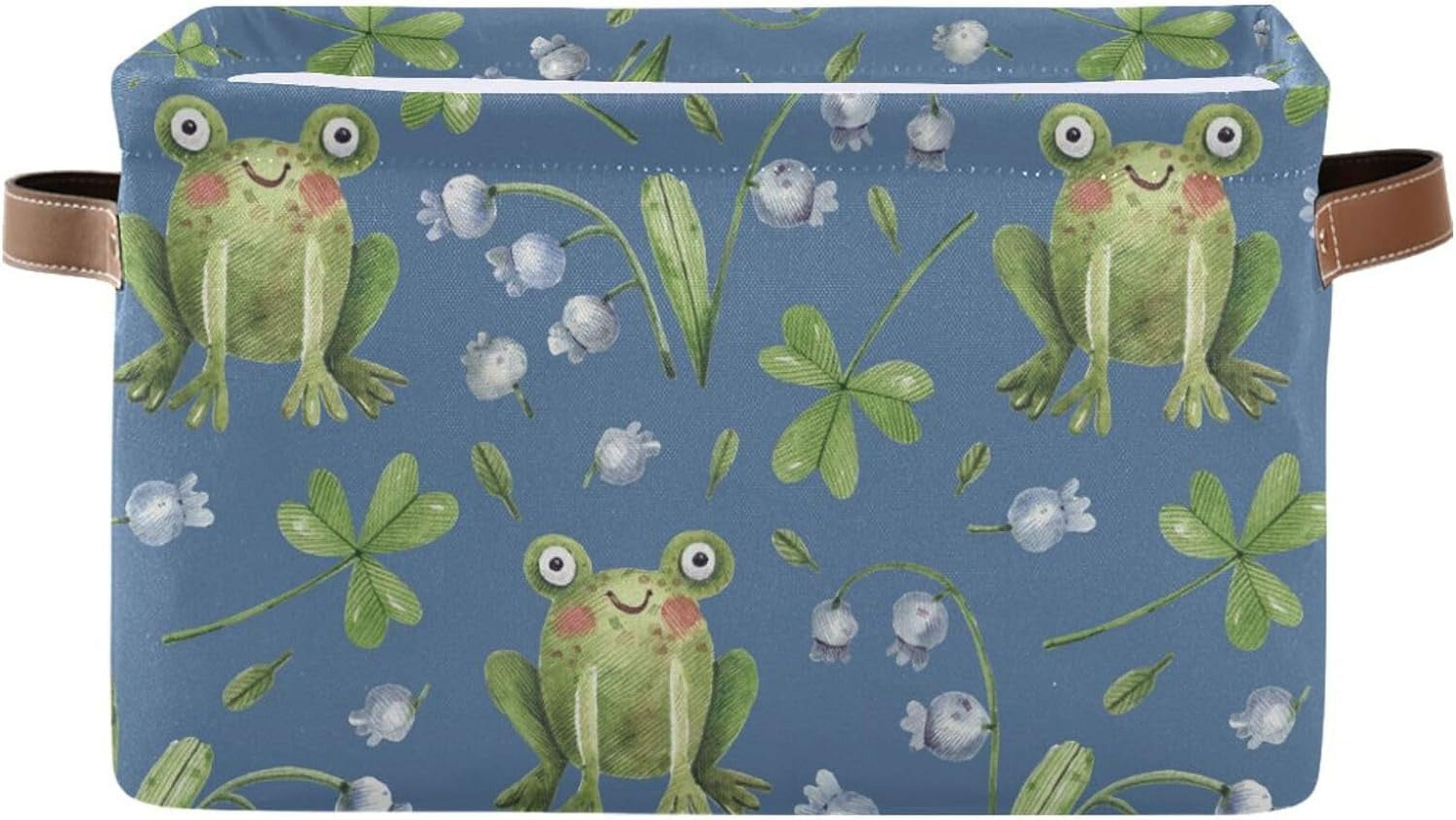 Coolnut Foldable Storage Bins Cute Watercolor Frog Fabric Storage ...