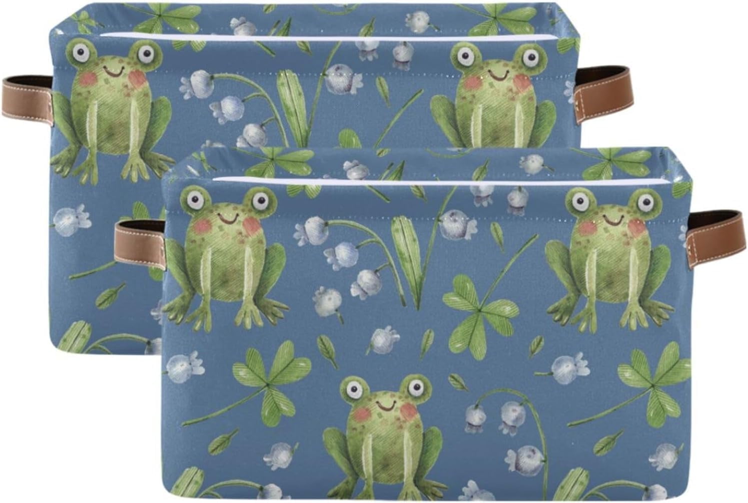 Coolnut Foldable Storage Bins Cute Watercolor Frog Fabric Storage ...