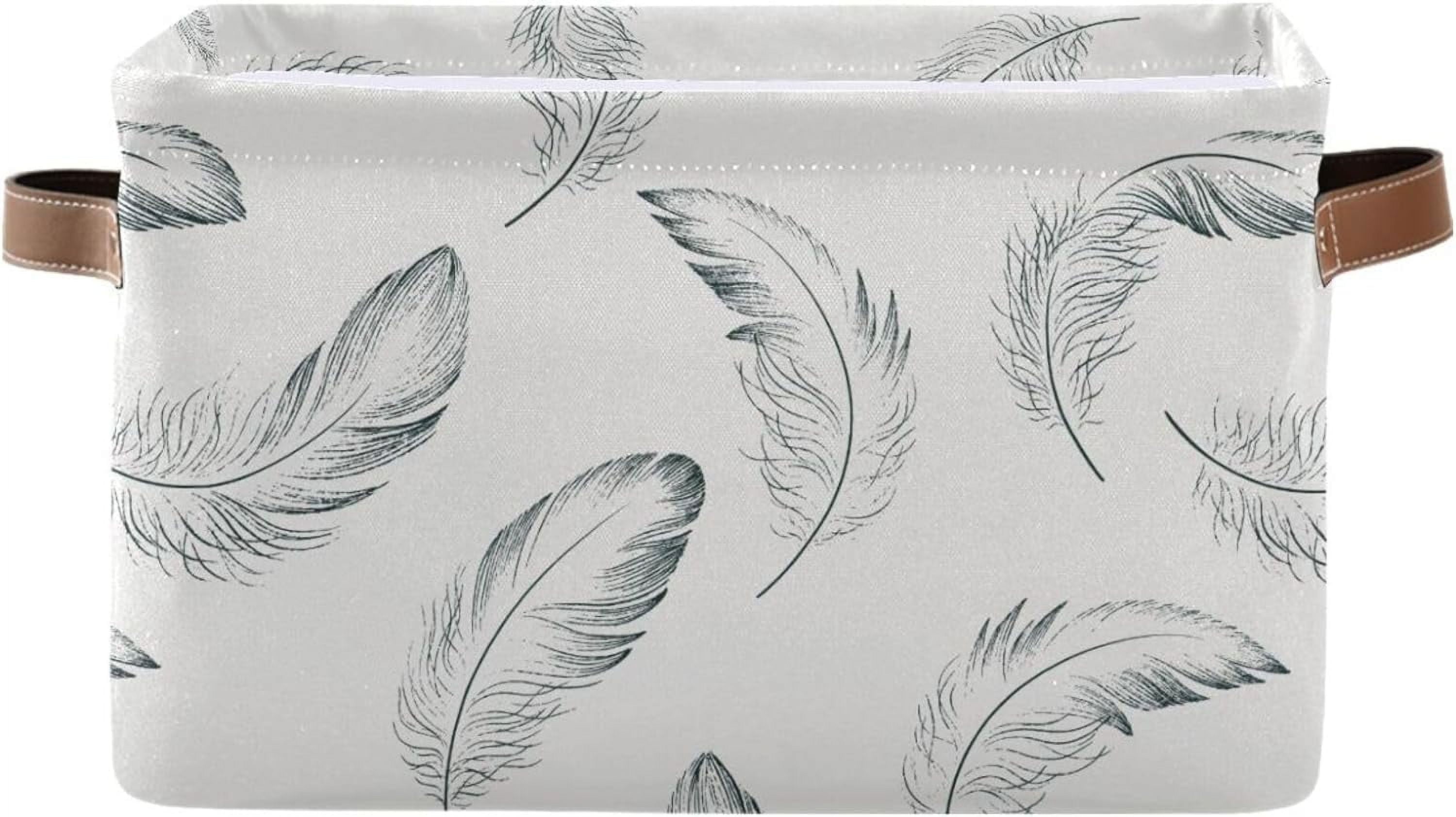 Coolnut Foldable Storage Bins Delicate Feathers Fabric Storage Baskets Collapsible Decorative ...