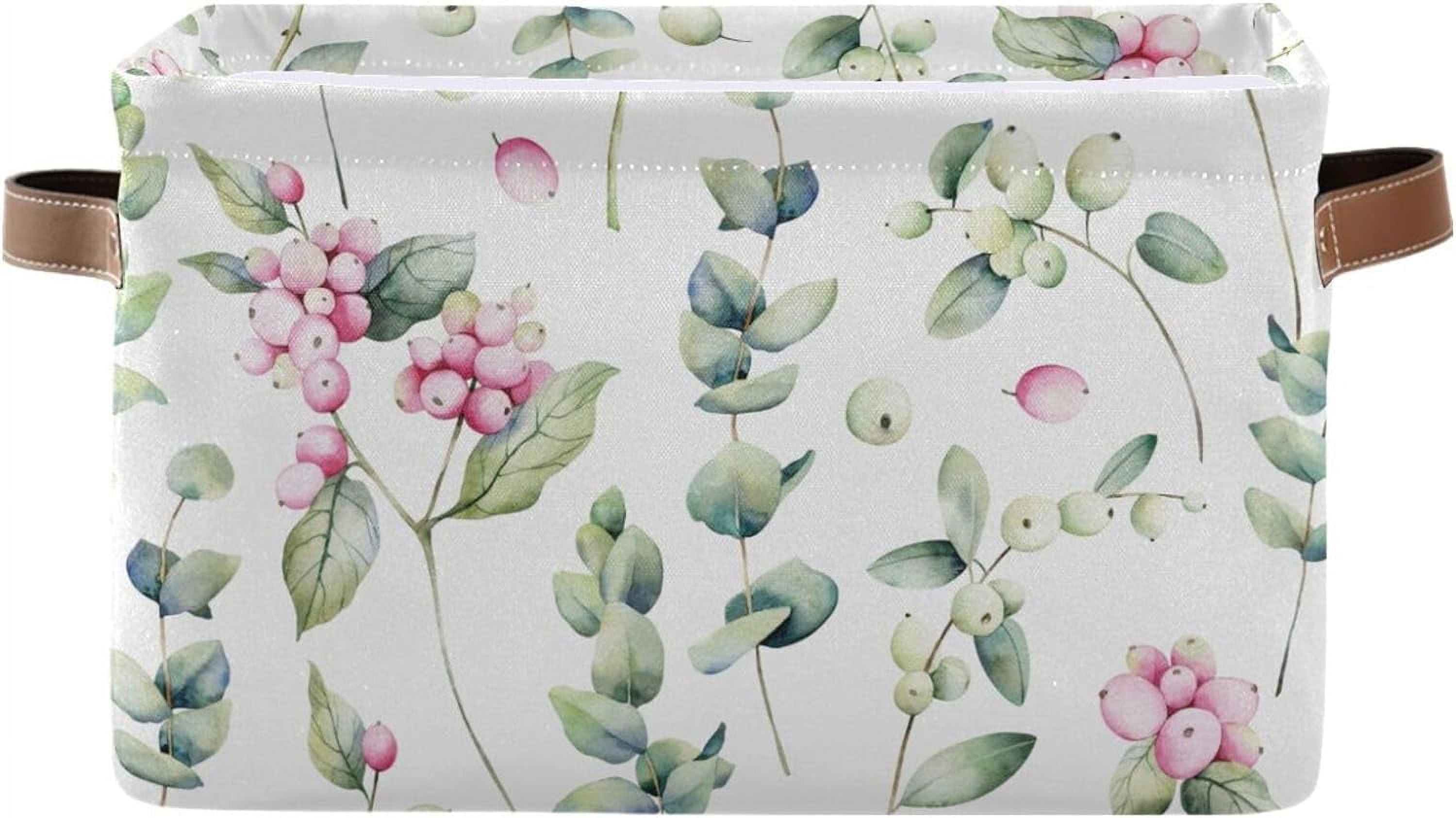 Coolnut Foldable Storage Bins Eucalyptus Branches Snowberry Fabric ...