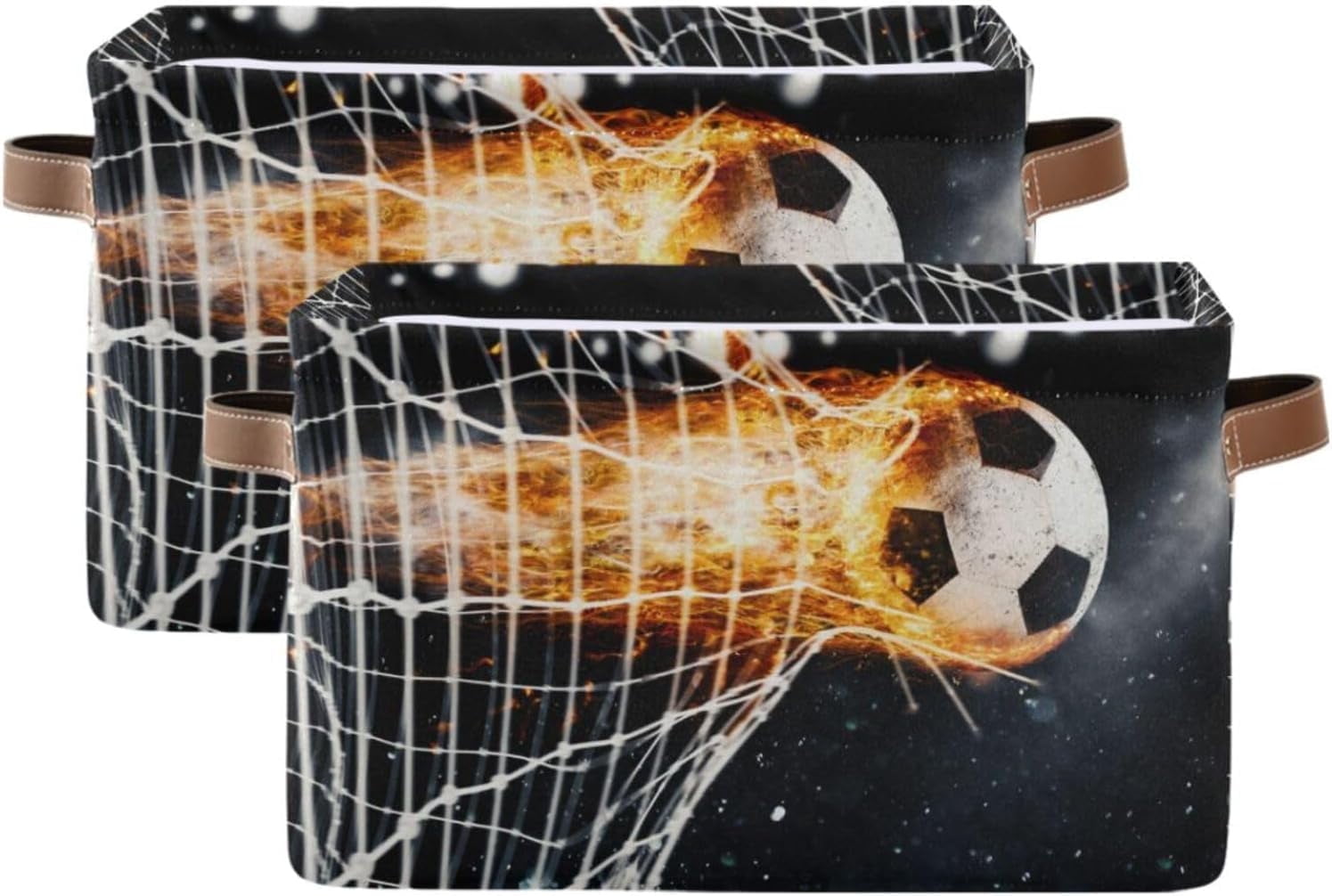 Coolnut Foldable Storage Bins Fire Football Fabric Storage Baskets ...
