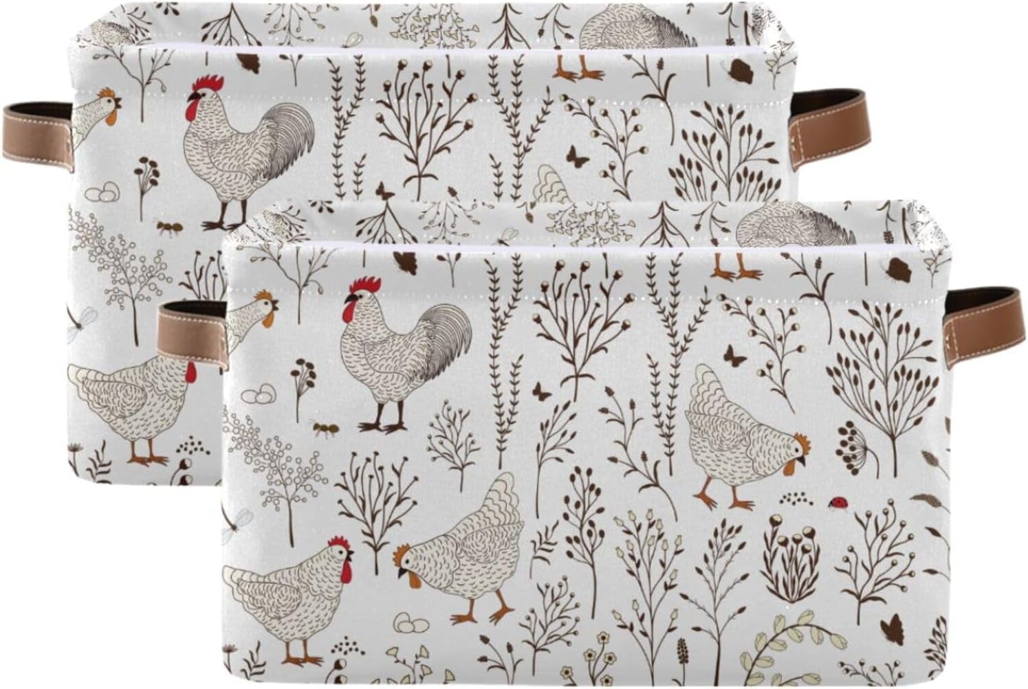 Coolnut Foldable Storage Bins Floral Cute Chicken Fabric Storage ...