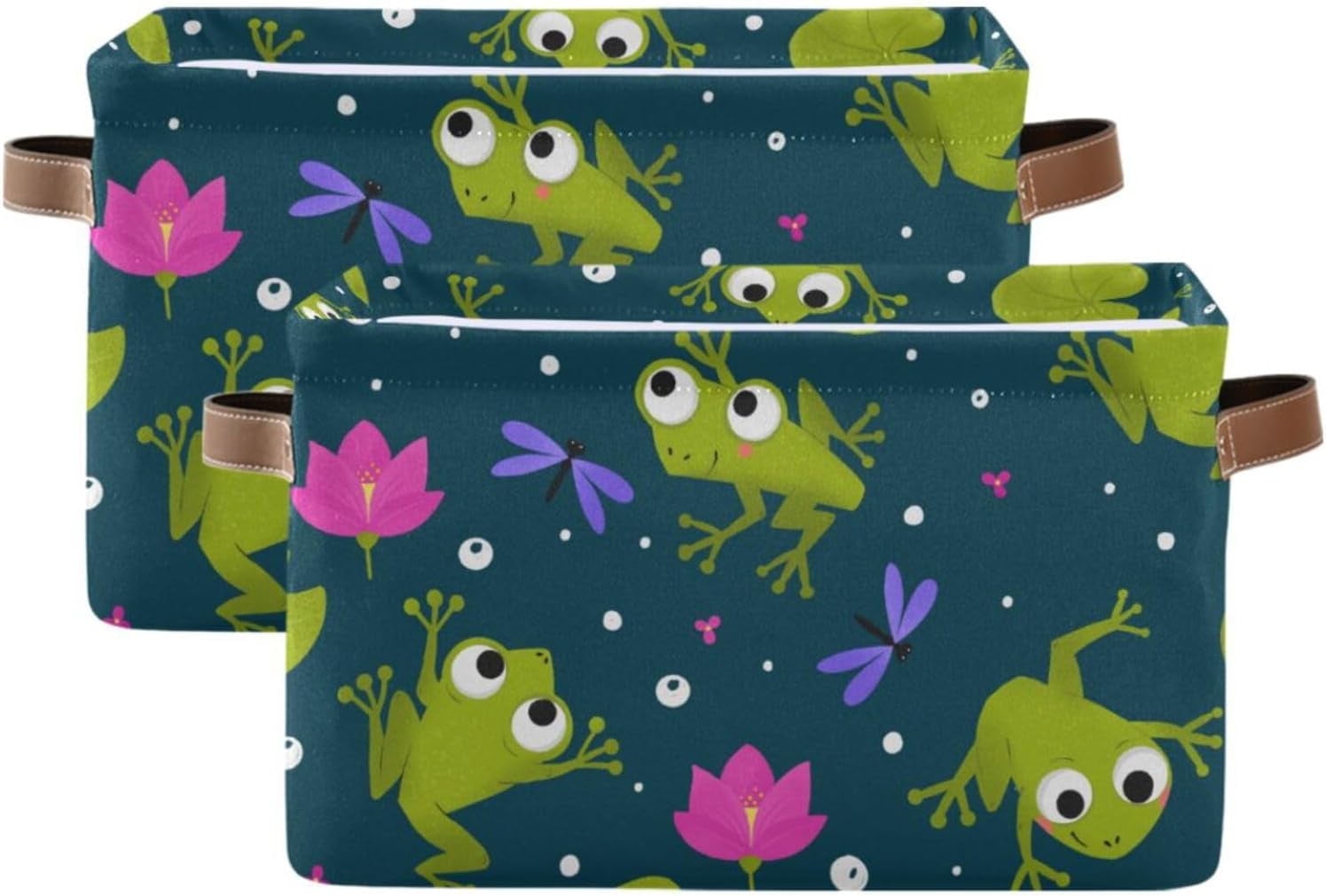 Coolnut Foldable Storage Bins Funny Bright Frogs Fabric Storage Baskets ...