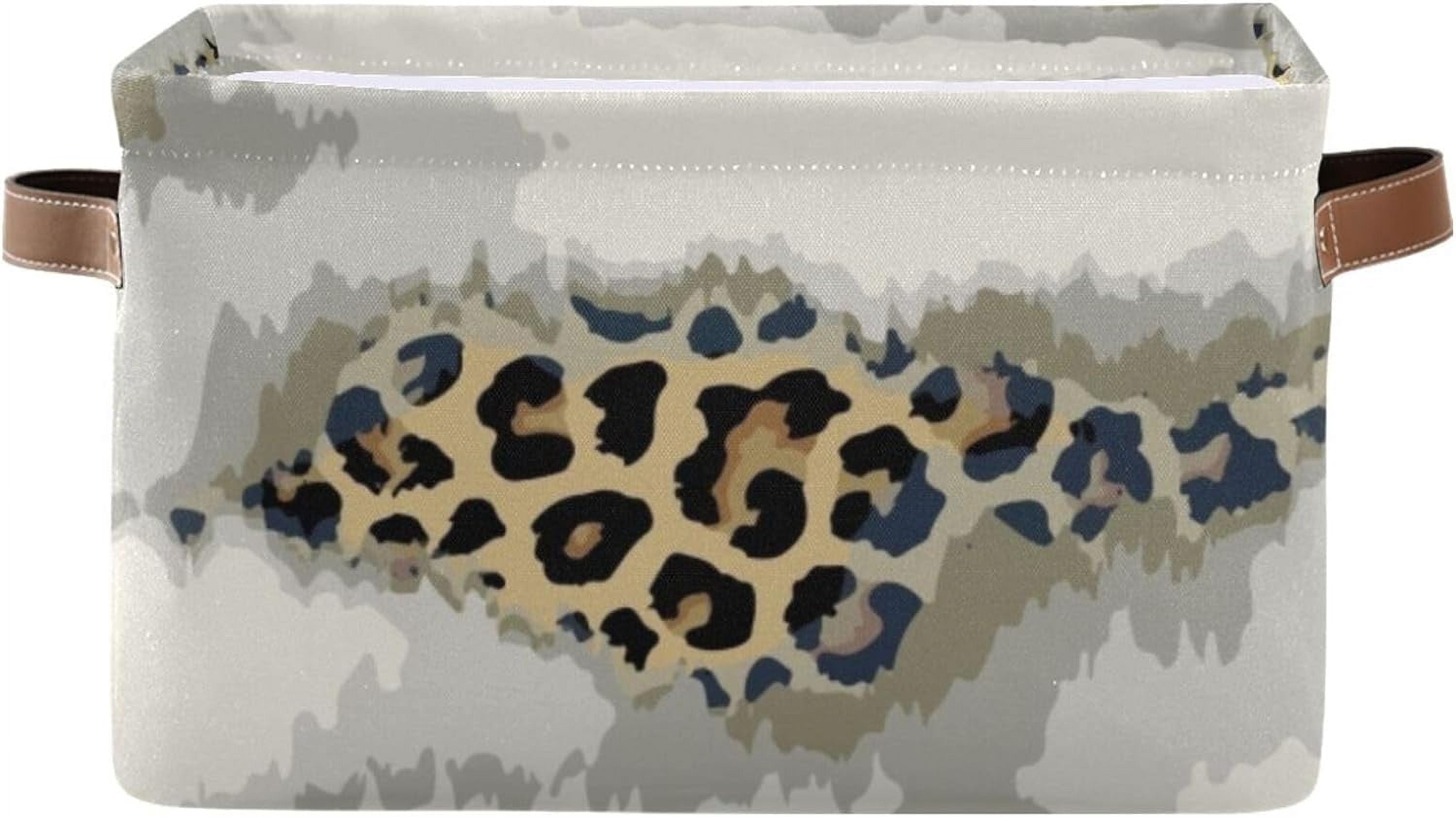 Coolnut Foldable Storage Bins Leopard Skin Fabric Storage Baskets ...