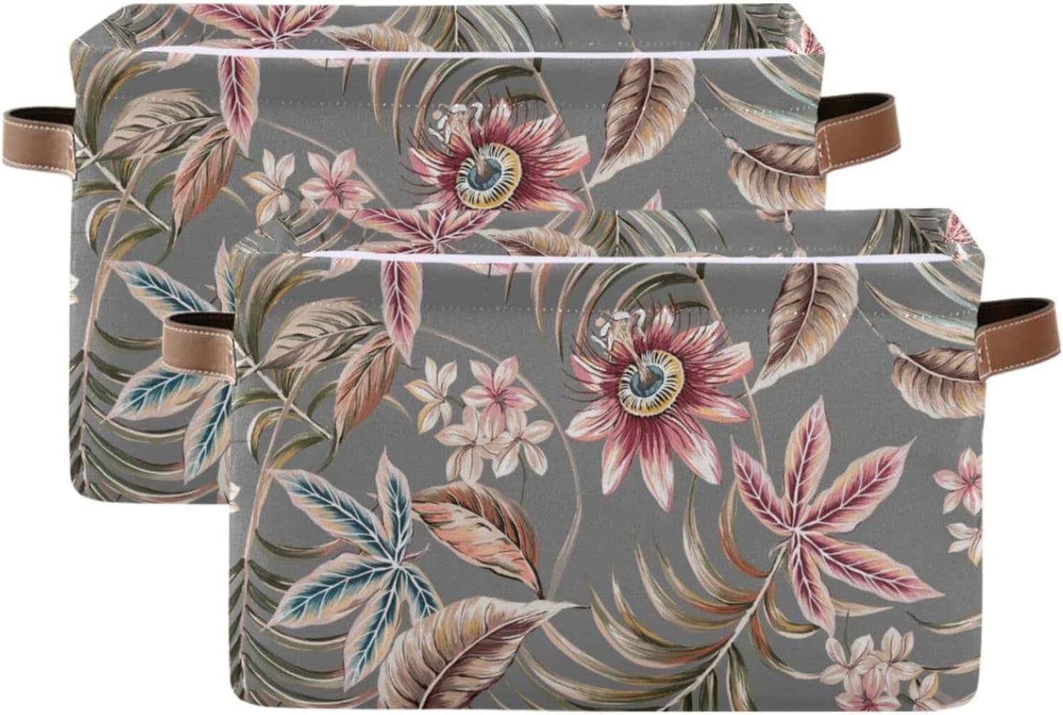 Coolnut Foldable Storage Bins Lily Flowers Fabric Storage Baskets ...