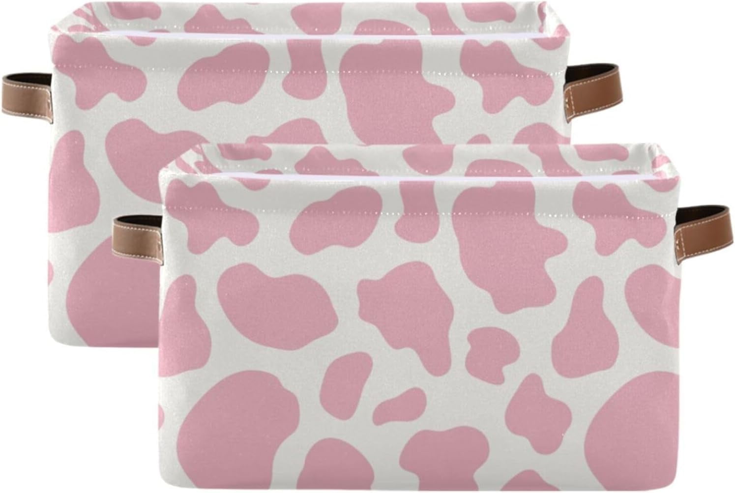Coolnut Foldable Storage Bins Pink Cow Print Fabric Storage Baskets ...