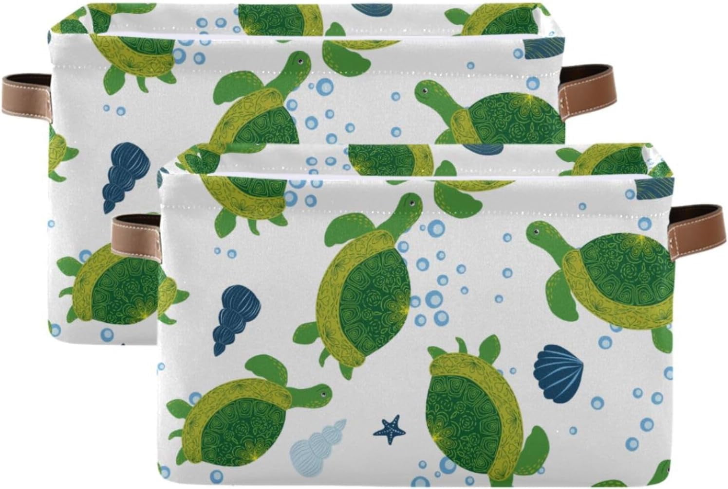 Coolnut Foldable Storage Bins Turtle Green Fabric Storage Baskets ...