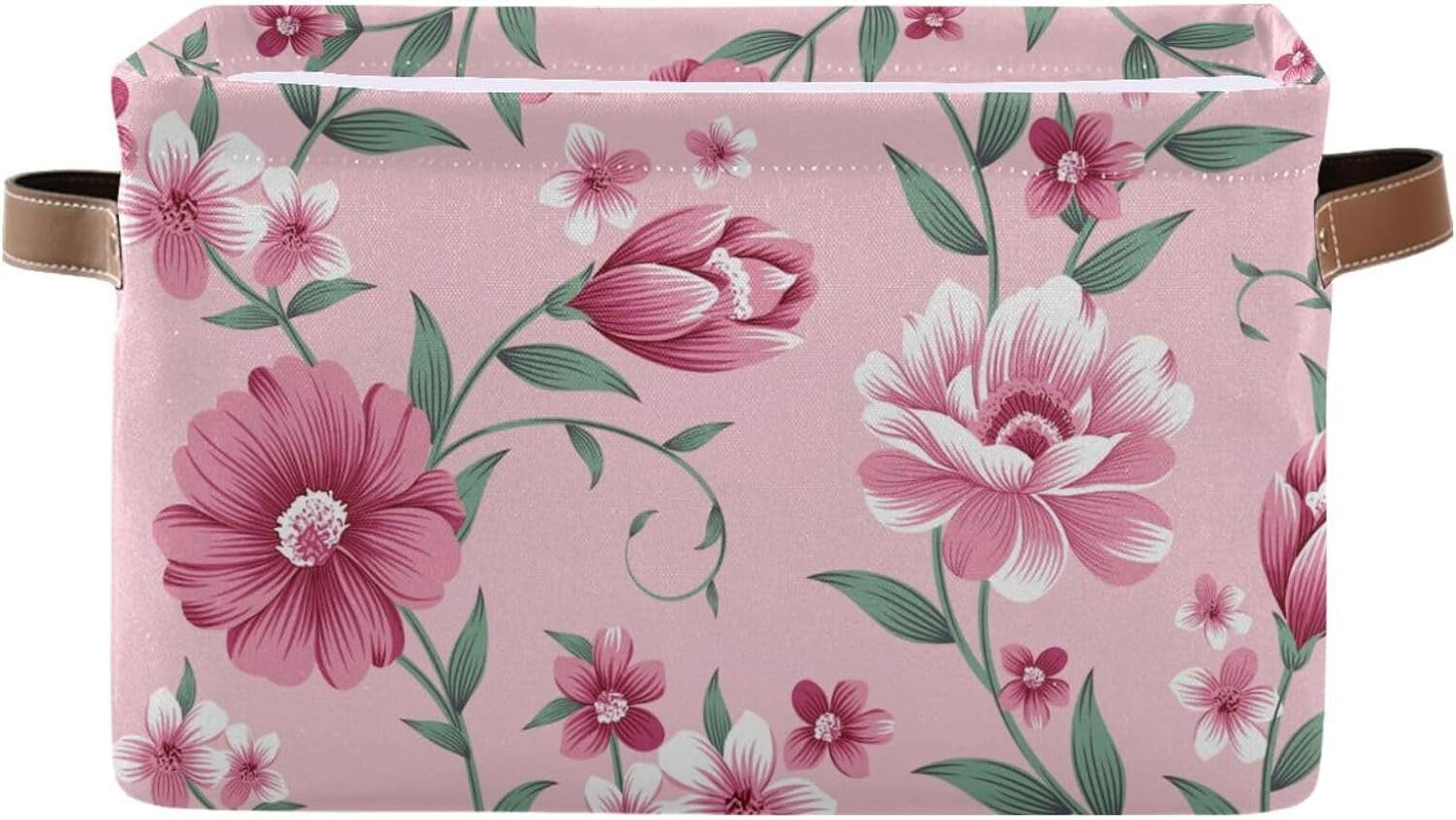 Coolnut Foldable Storage Bins Vintage Pink Flower Fabric Storage ...