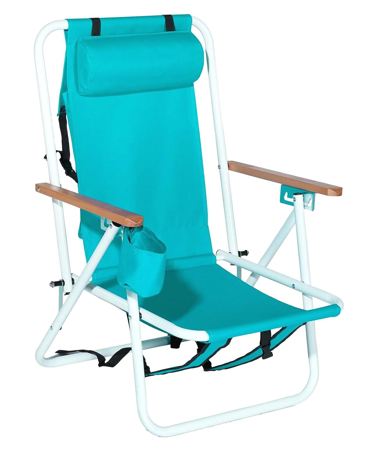 Coolnut Folding Beach Chair with Adjustable Headrest featuring 4 ...