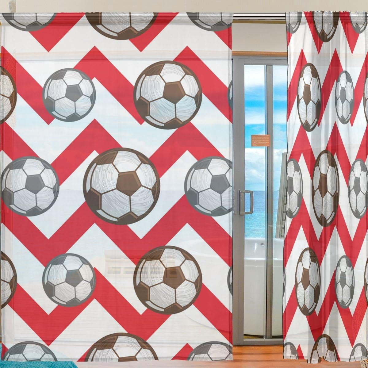 Coolnut Football and Soccer Seamless Sheer Gauze Door Curtain Window ...
