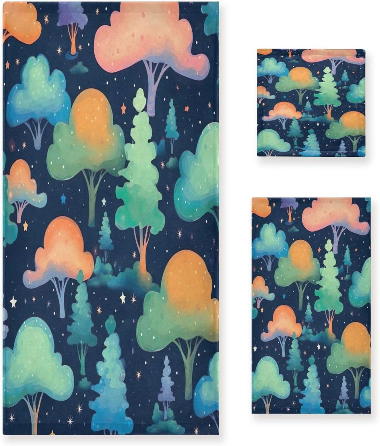 Coolnut Forest Bathroom Towel Set of 3 with Hand Towel, Wash Cloths ...