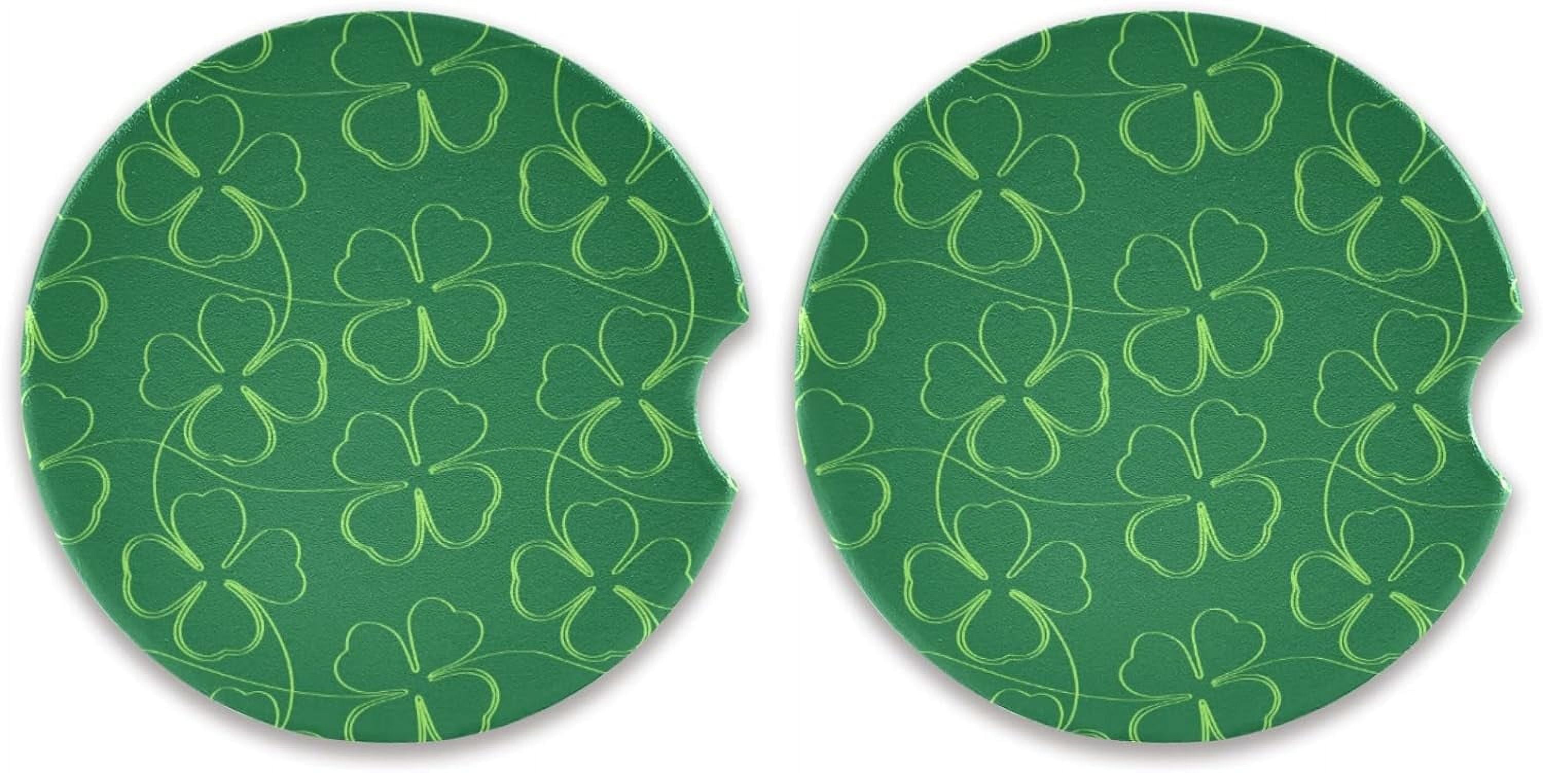 Coolnut Four Leaf Clover Leaves Car Coasters Pack of 2,Print Absorbent ...