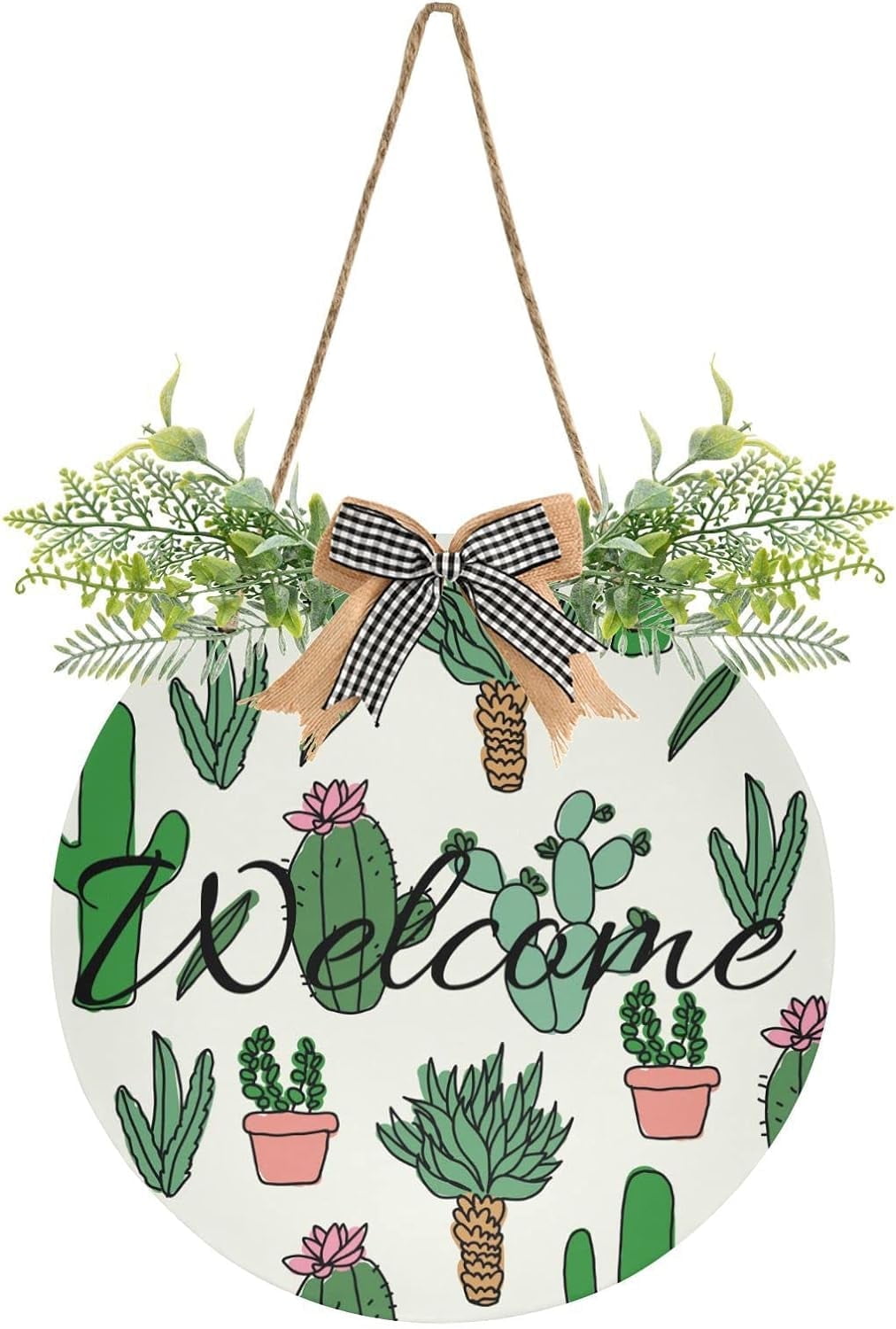 Coolnut Fresh Cactus Succulent Plants Welcome Sign for Front Door ...