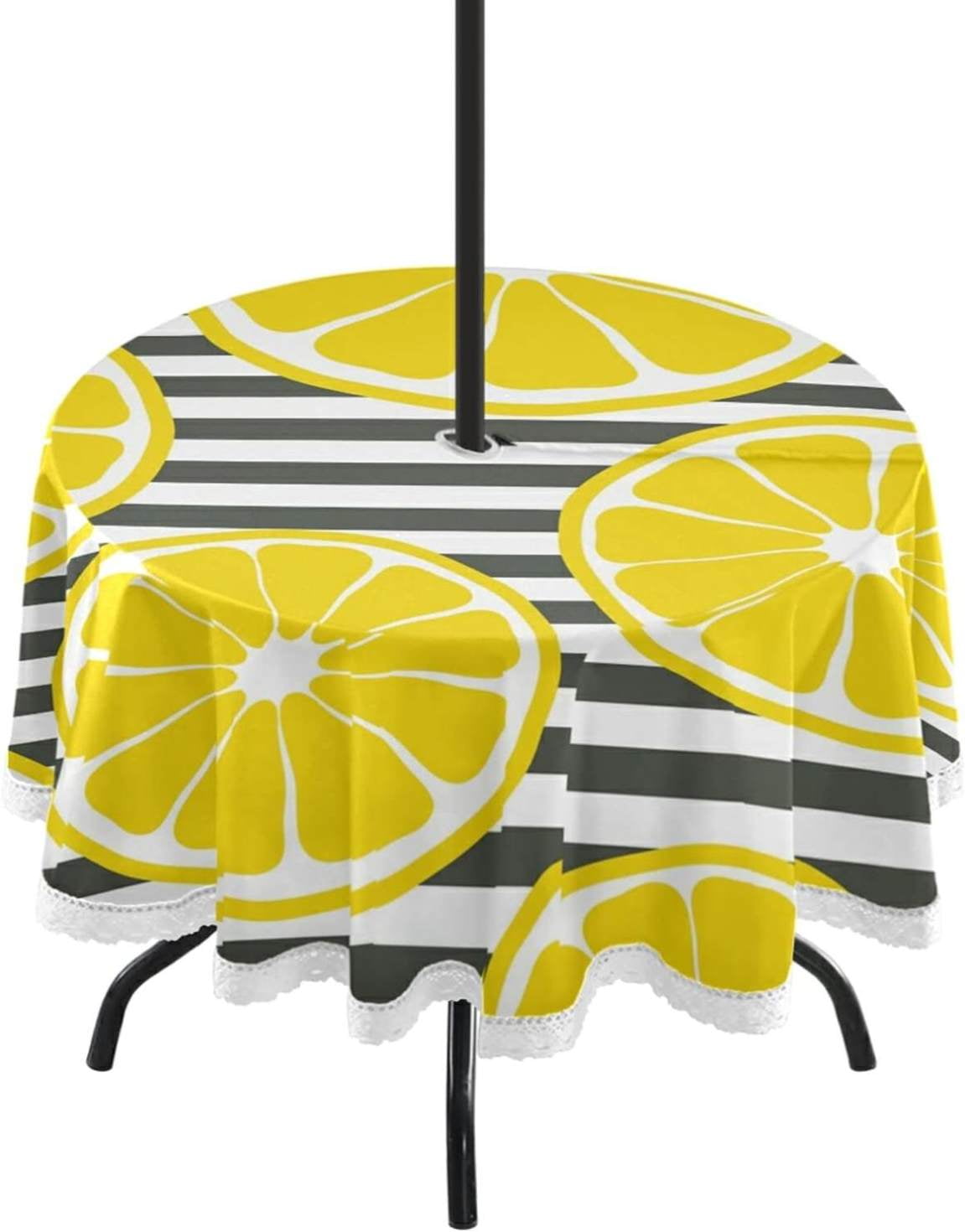 Coolnut Fresh Lemon Round Tablecloth 60In,Waterproof Round Table Cloths ...